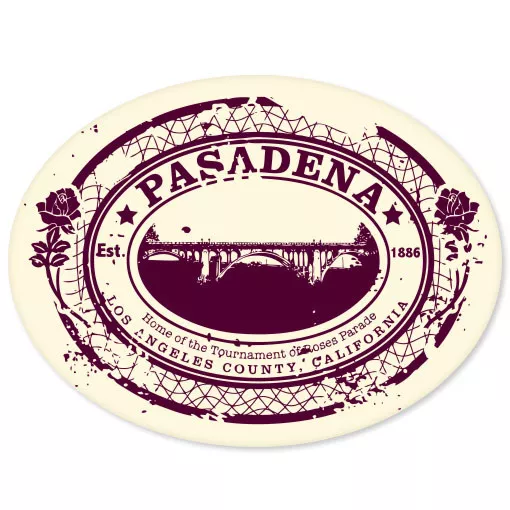 Los Angeles Pasadena Travel Stamp Bumper Sticker Phone Decal Water ...