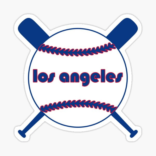 Los Angeles Retro Throwback Baseball With Crossed Bats Sticker Baseball ...