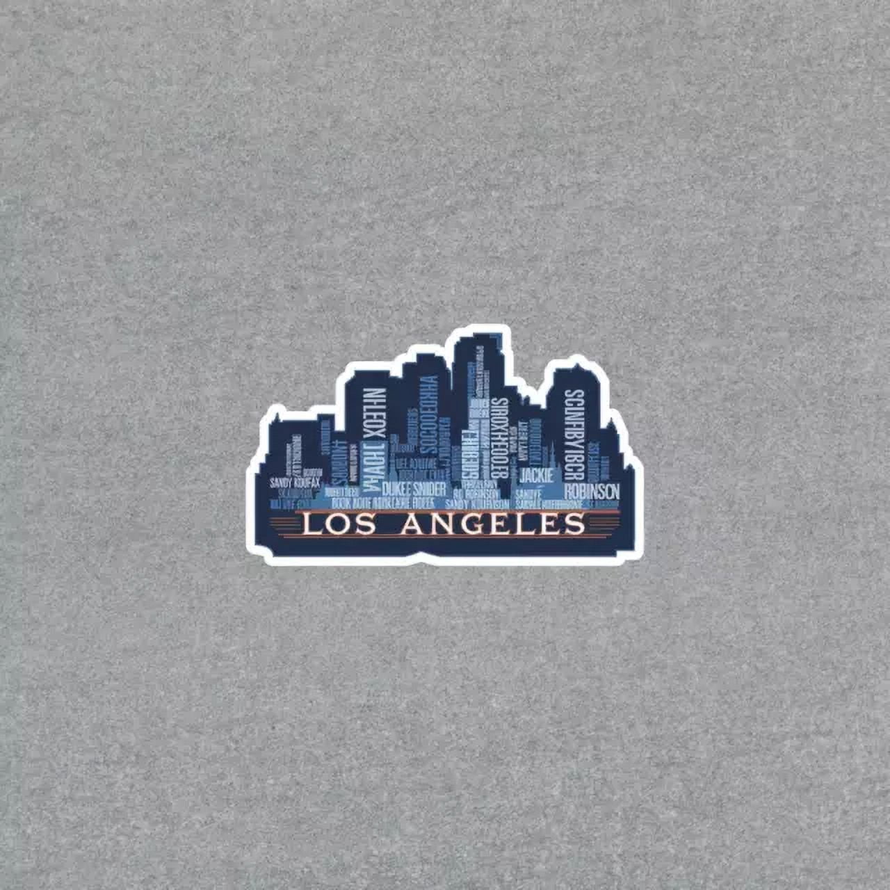 Los Angeles Skyline Sticker - Famous La Landmarks & Celebrities Word ...
