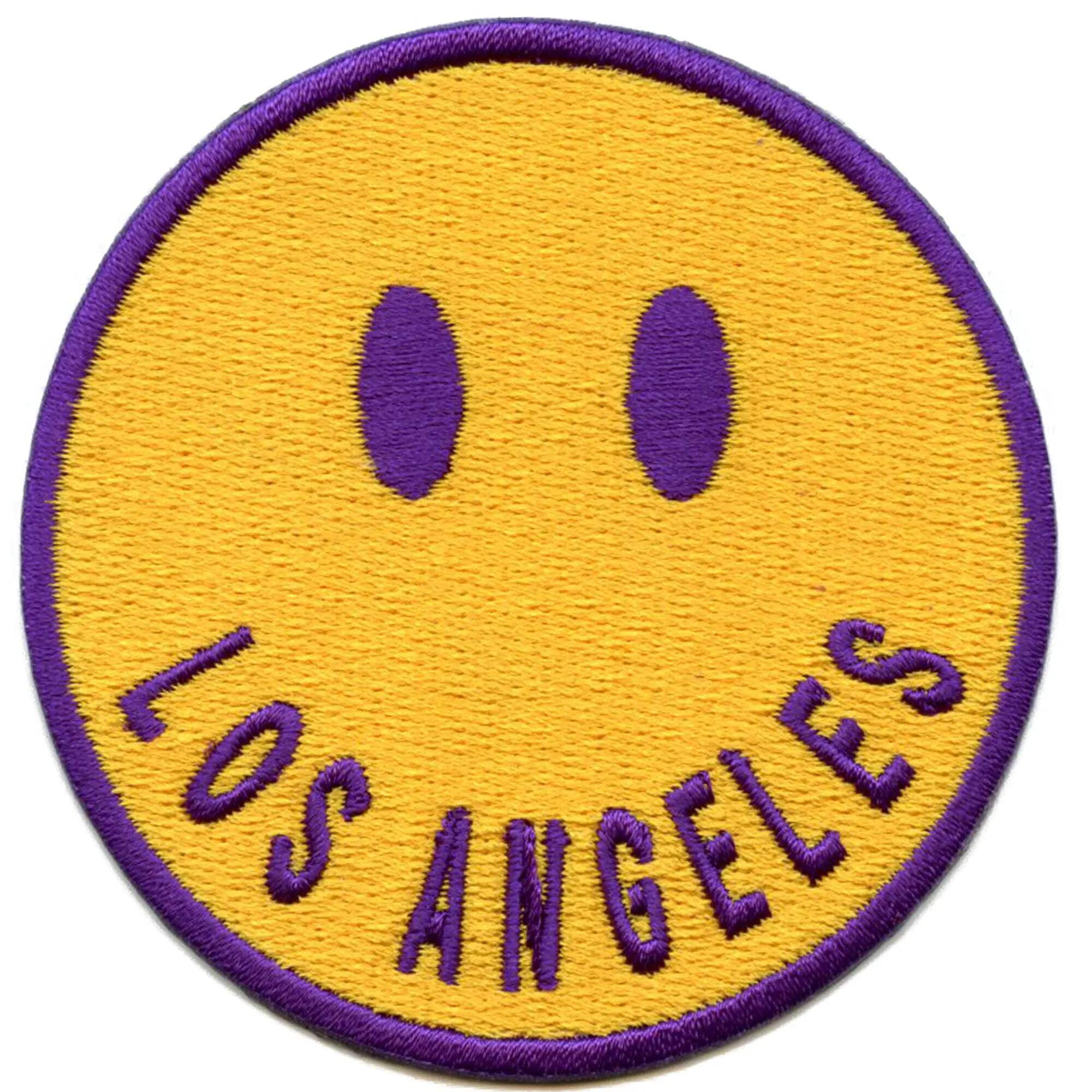 Los Angeles Smiley Patch Yellow Emoji Face Embroidered Iron on ...
