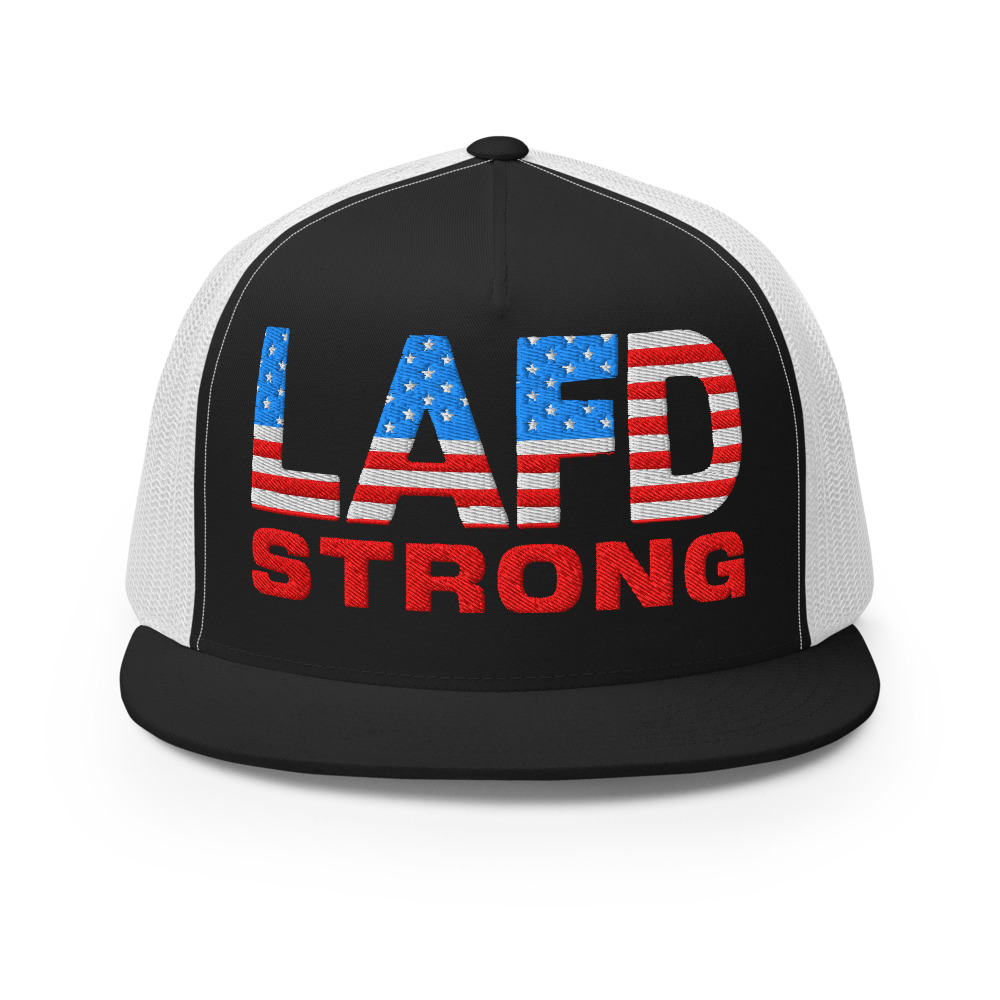 Los Angeles Supporter Embroidered Trucker Cap, LAFD Strong (Black ...