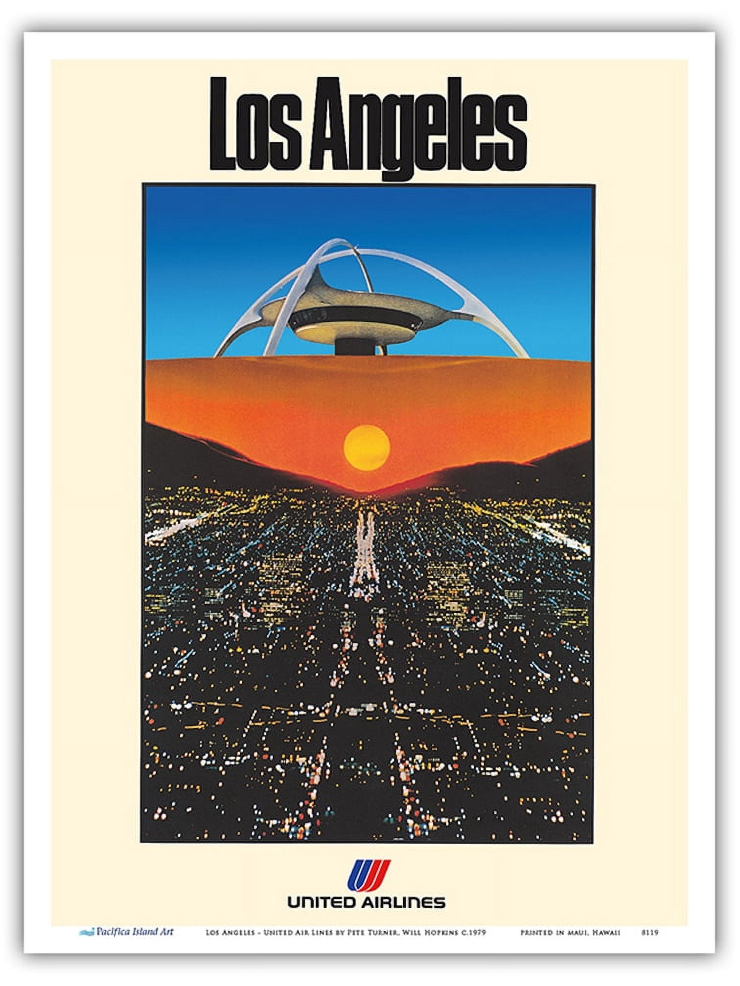 Los Angeles - United Air Lines - LAX Theme Building - Vintage Airline ...