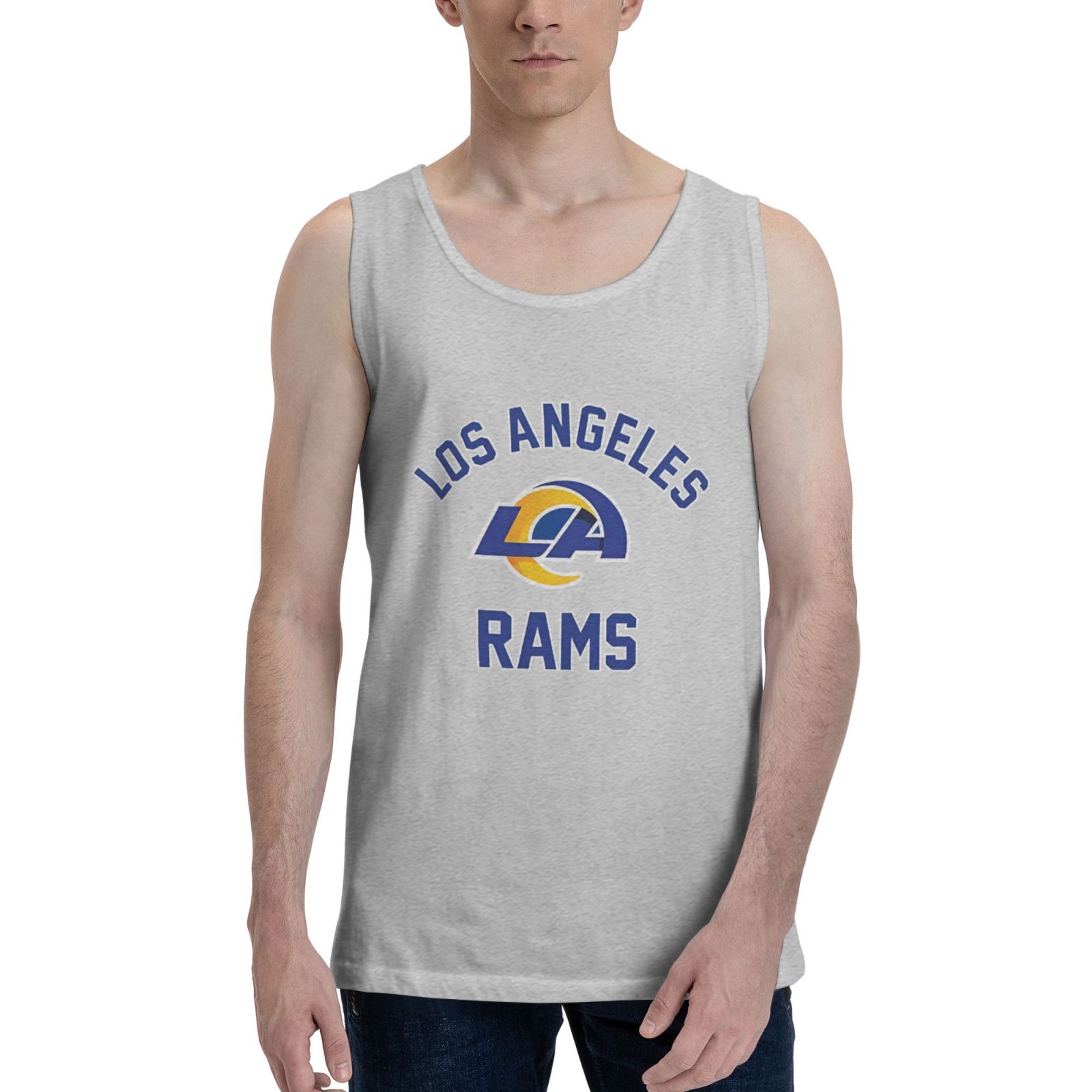 Los_Angles_Rams Men Workout Tank Top Short Football Team Logo Sleeve T-Shirt for Baseball Fans ...