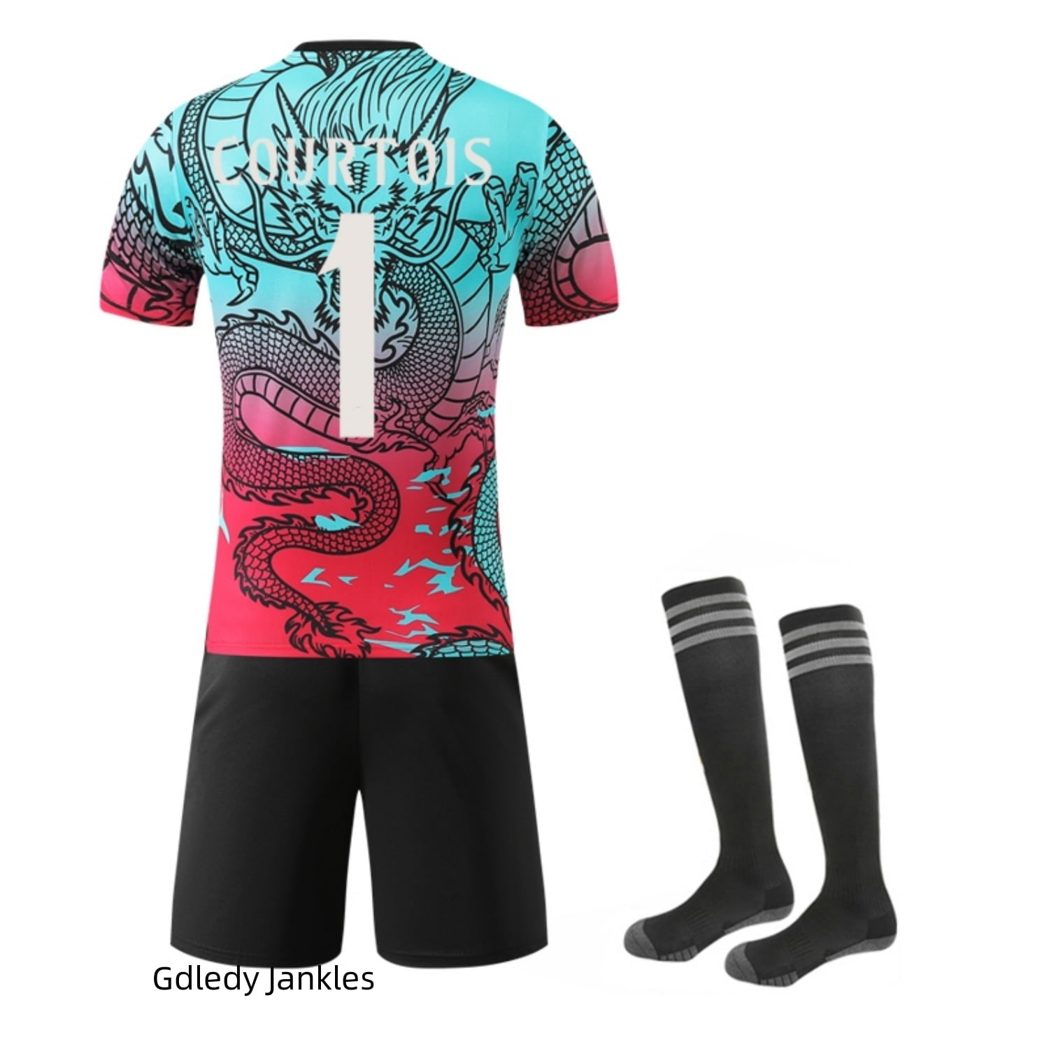 Los Blancos 25/26 Authentic Soccer Kit #1 Courtois Dragon Pattern ...