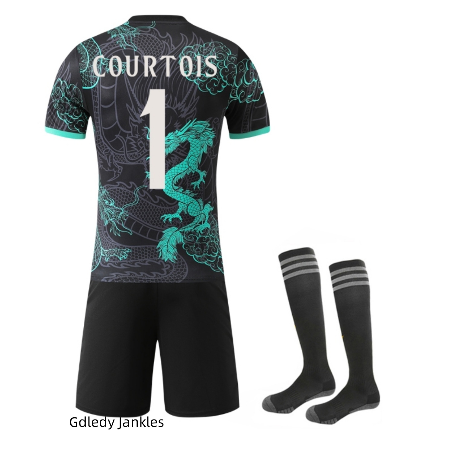 Los Blancos 25/26 Authentic Soccer Kit #1 Courtois Green Dragon Pattern ...