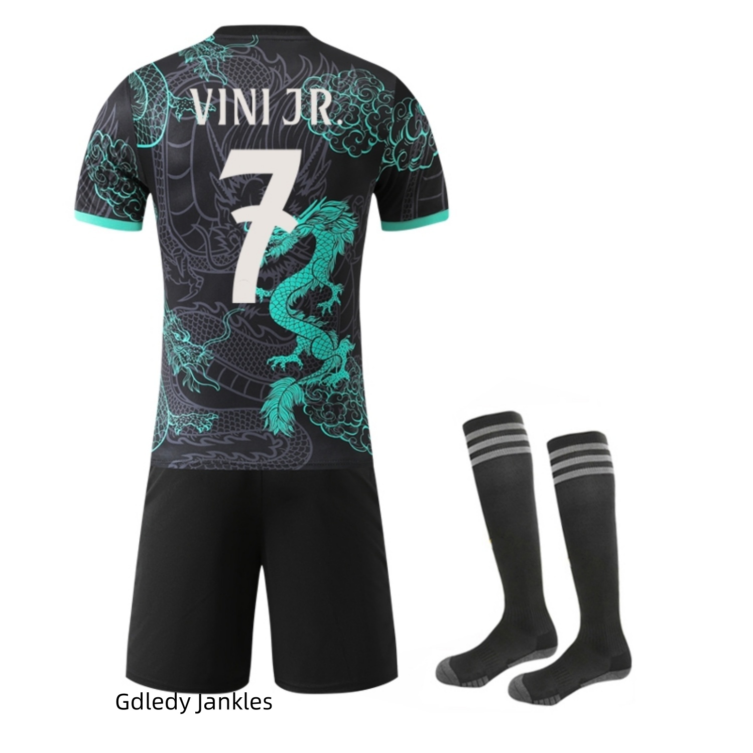 Los Blancos 25/26 Authentic Soccer Kit #7 Vini Jr Green Dragon Pattern ...