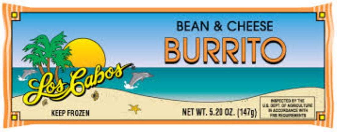 Los Cabos Whole Grain Bean & Cheese Burrito, Cooked, Child Nutrition, 3 ...