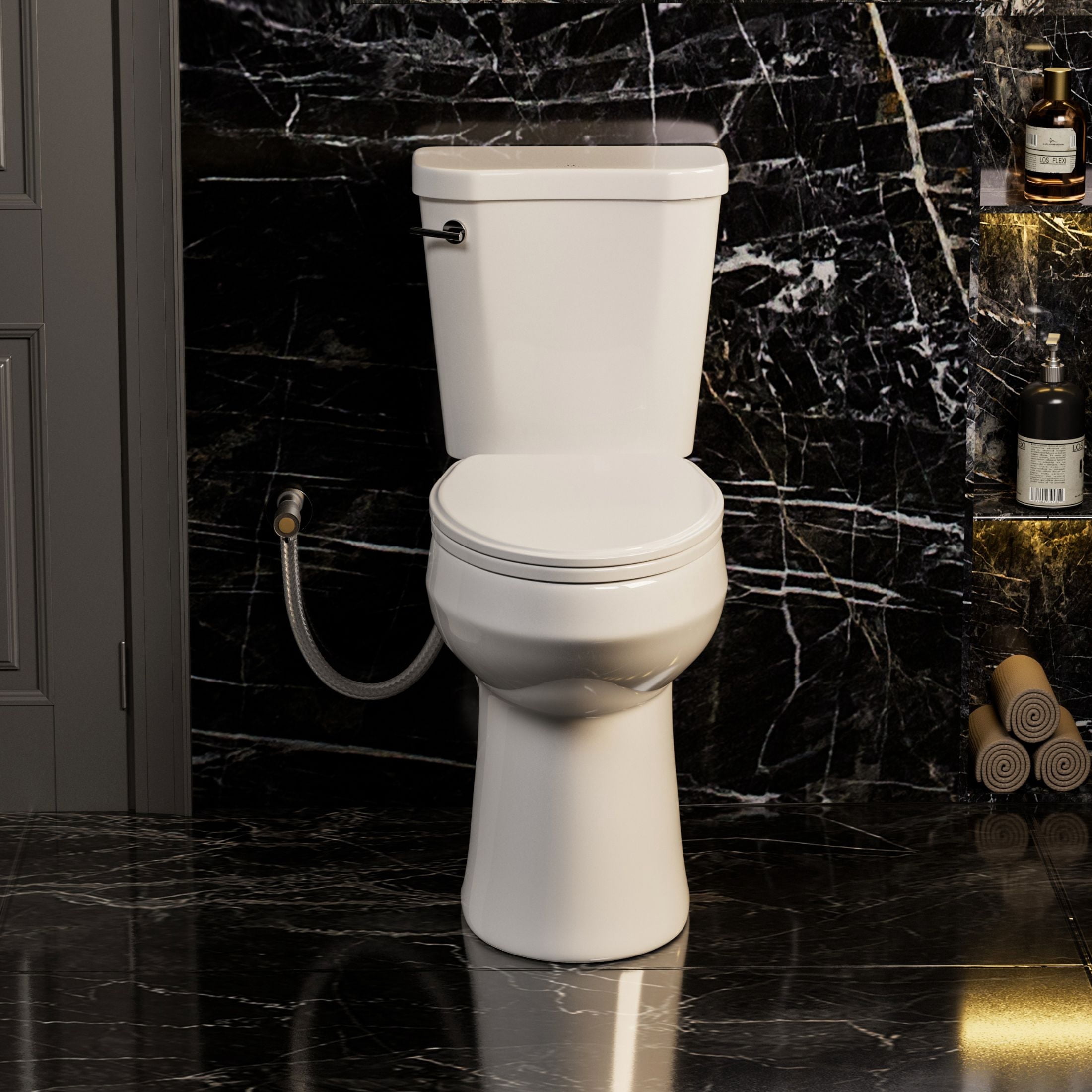 Los Flexi 19" ADA Extra Tall Toilet for Seniors with Elongated Bowl, 1. ...