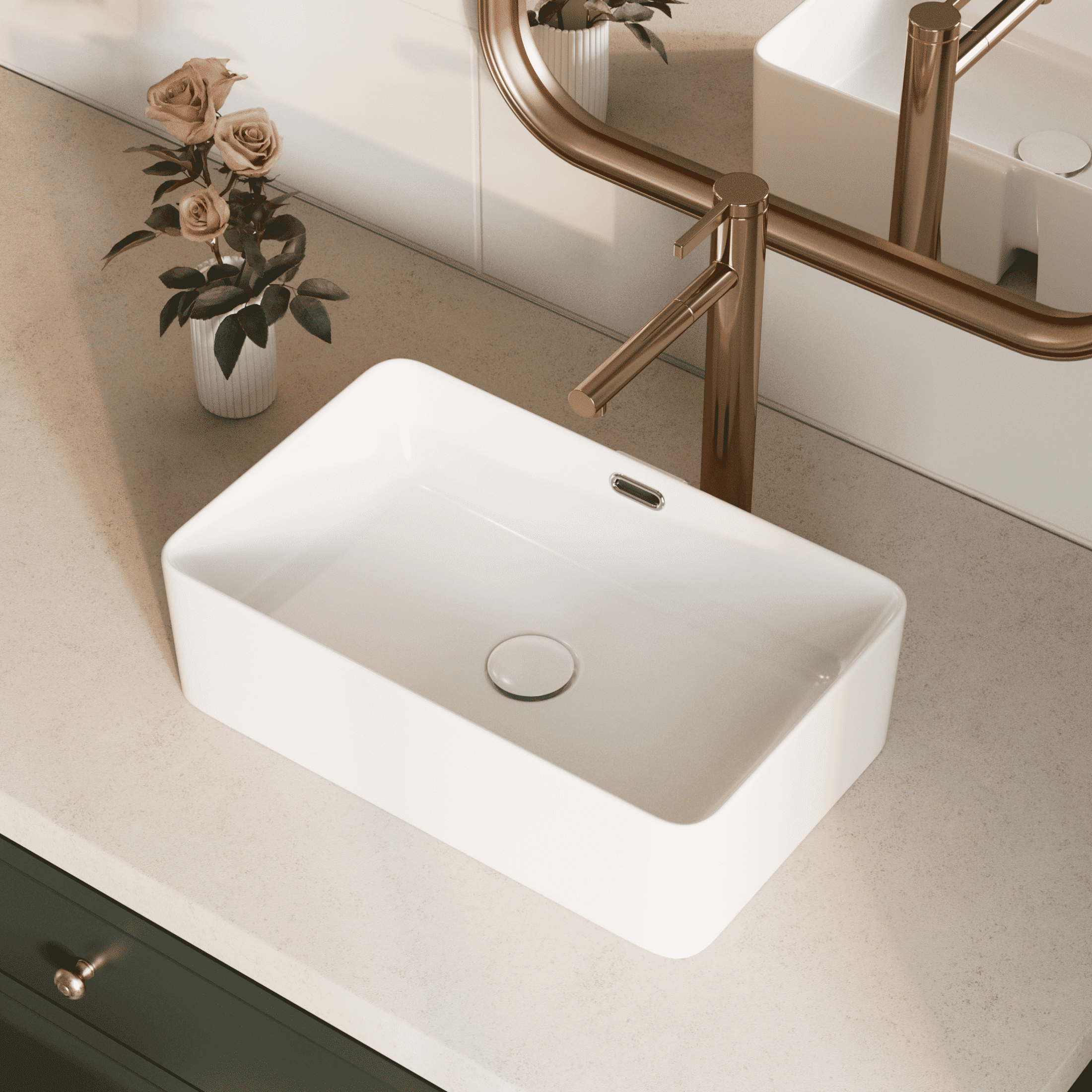 Los Flexi 19" x 12" Modern Rectangular Vessel Sink with Overflow ...