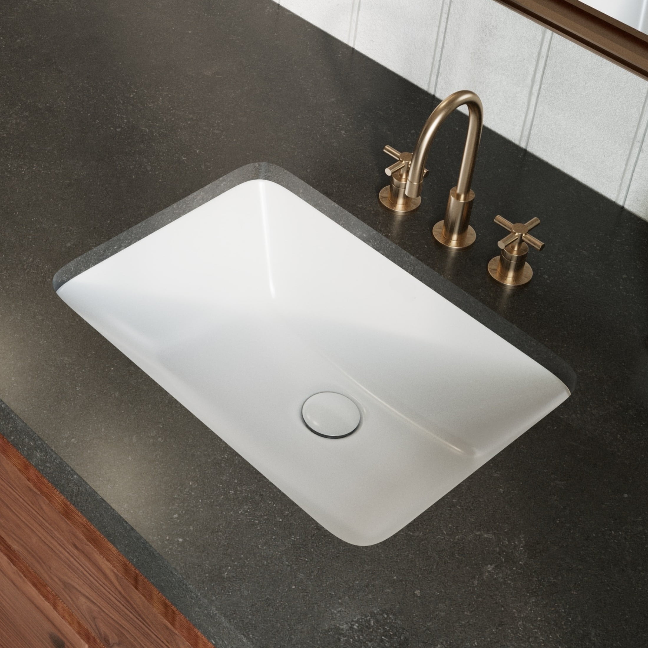 Los Flexi 20" x 15" White Rectangular Undermount vanity sink with ...