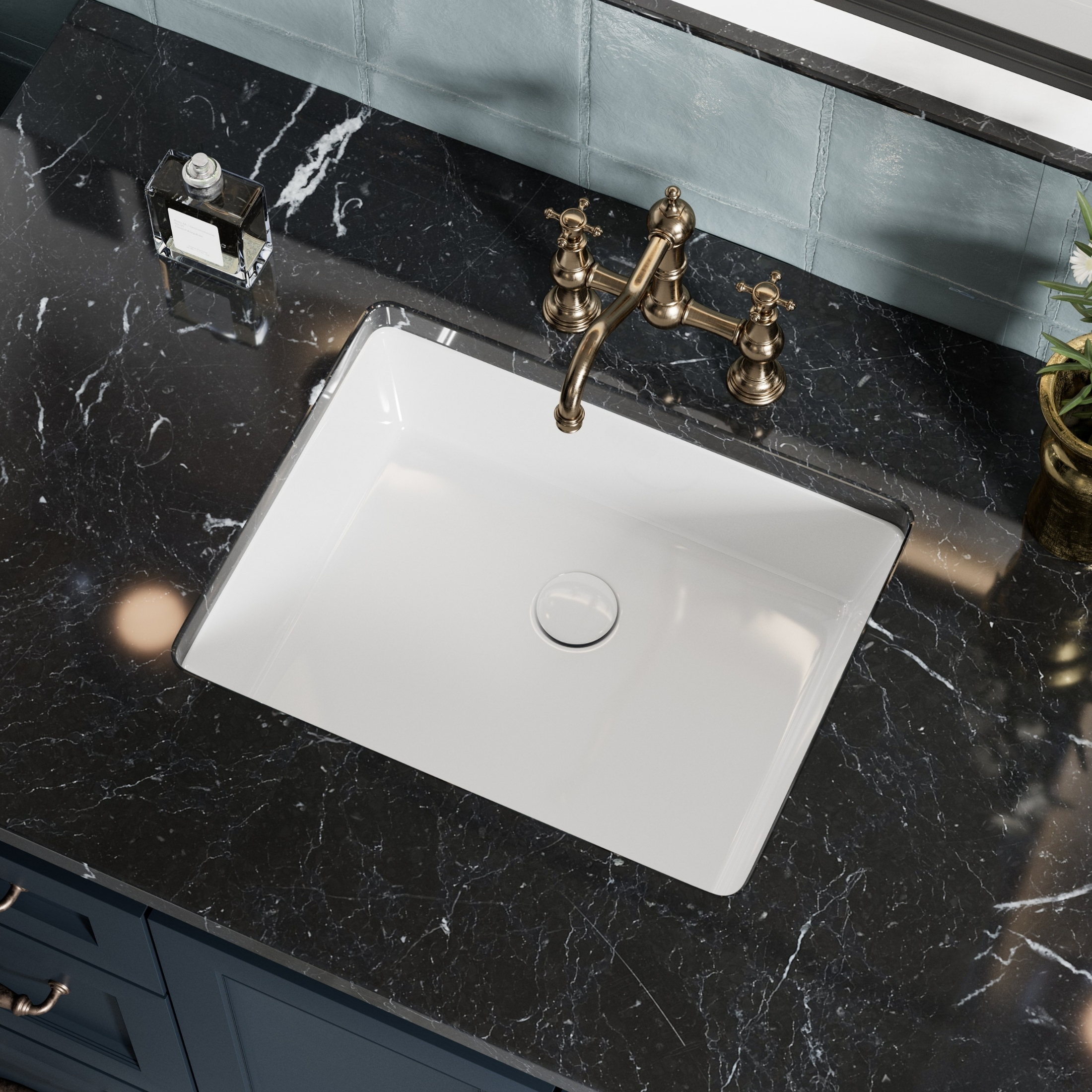 Los Flexi 20" x 16" Undermount Sink with Overflow, Durable Vitreous ...