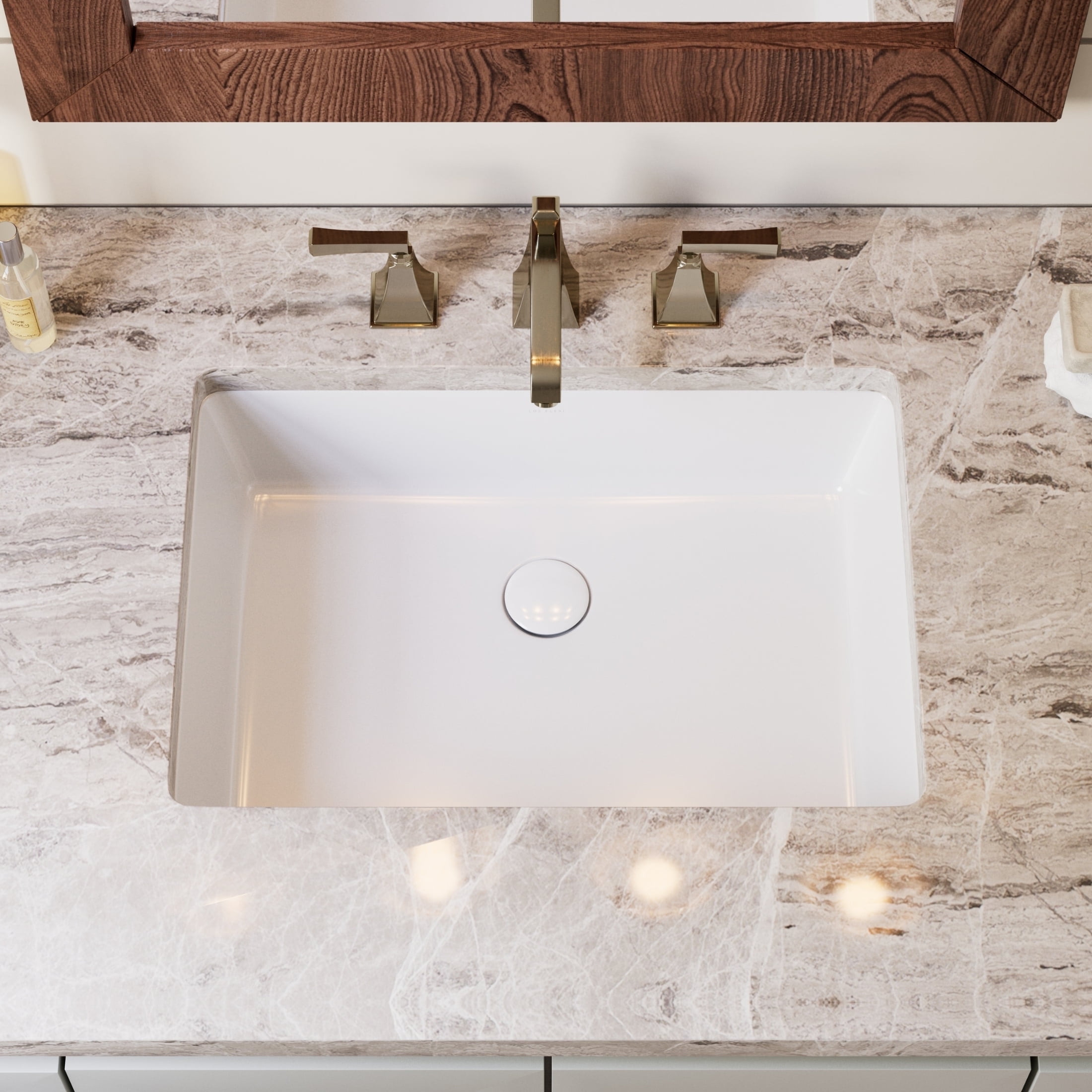 Los Flexi 22" x 16" White Ceramic Rectangular Undermount Bathroom Sink ...