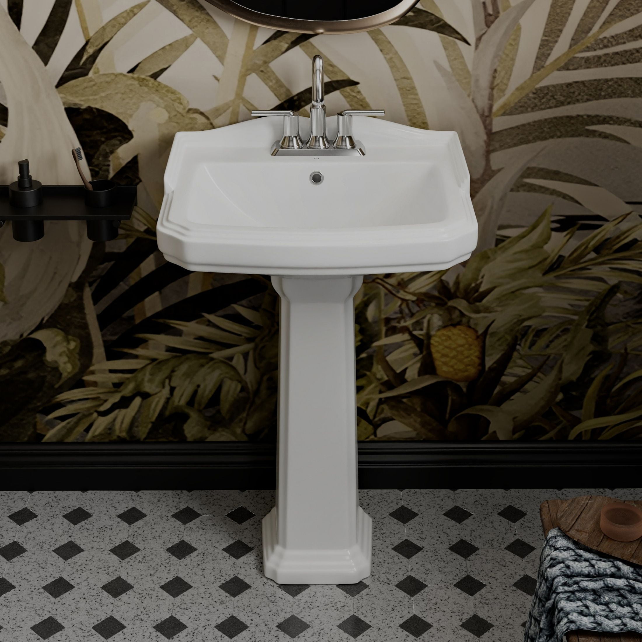 Los Flexi 23"W x 19"D Rectangular White Pedestal Sink with Overflow and ...