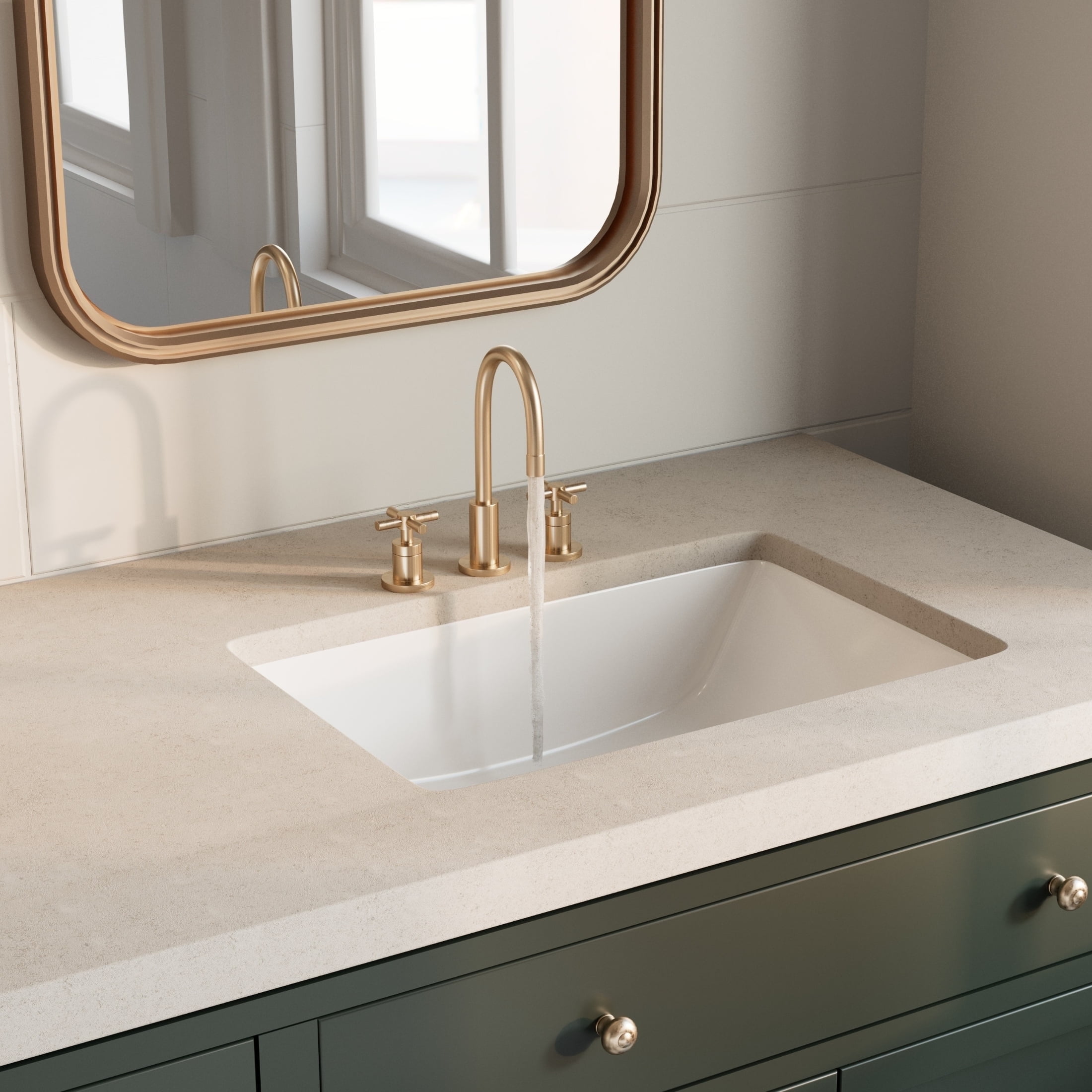 Los Flexi 24" Rectangle Undermount Bathroom Sink with Overflow, White ...