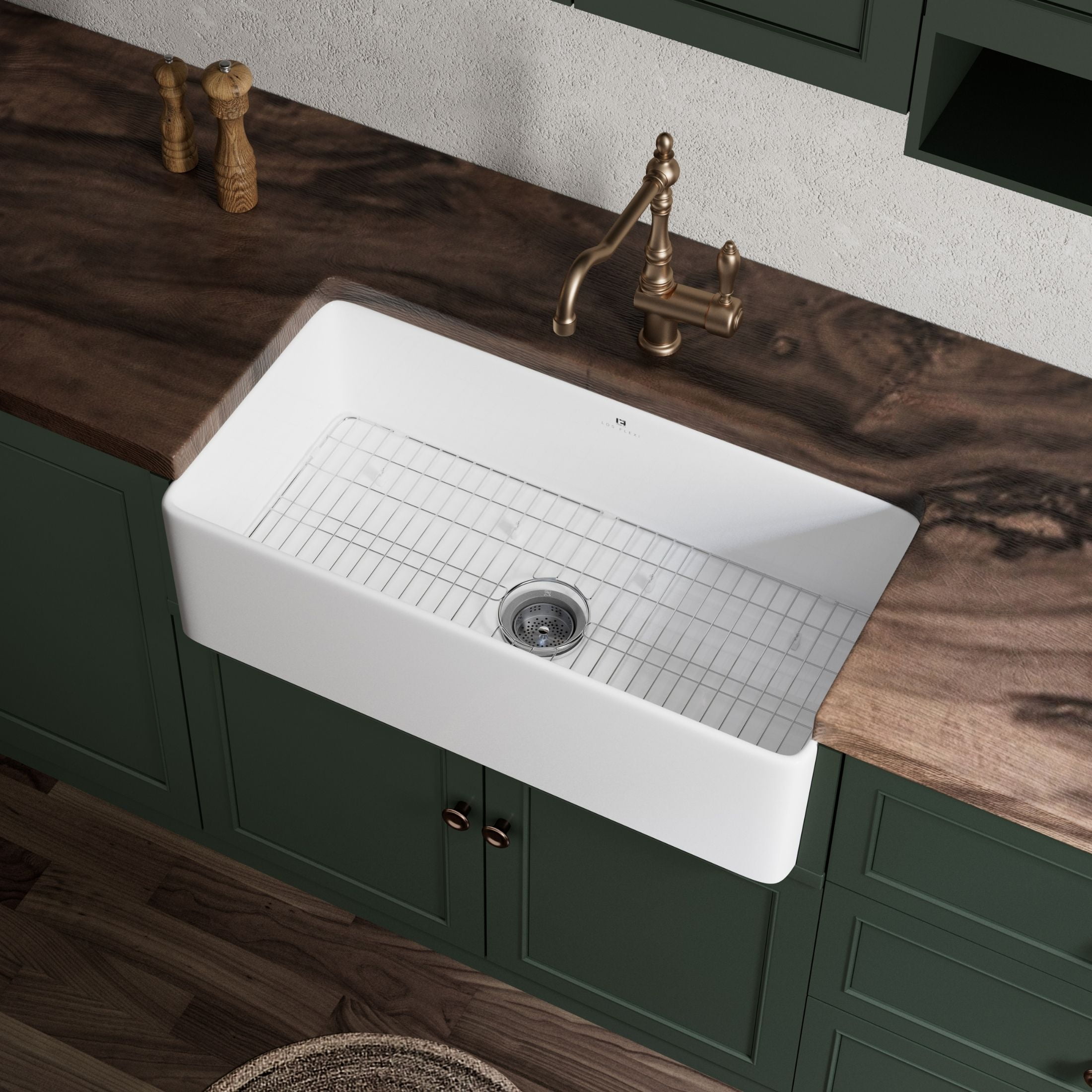 Los Flexi 36" White Farmhouse Apron Sink, Large Rectangular Kitchen ...