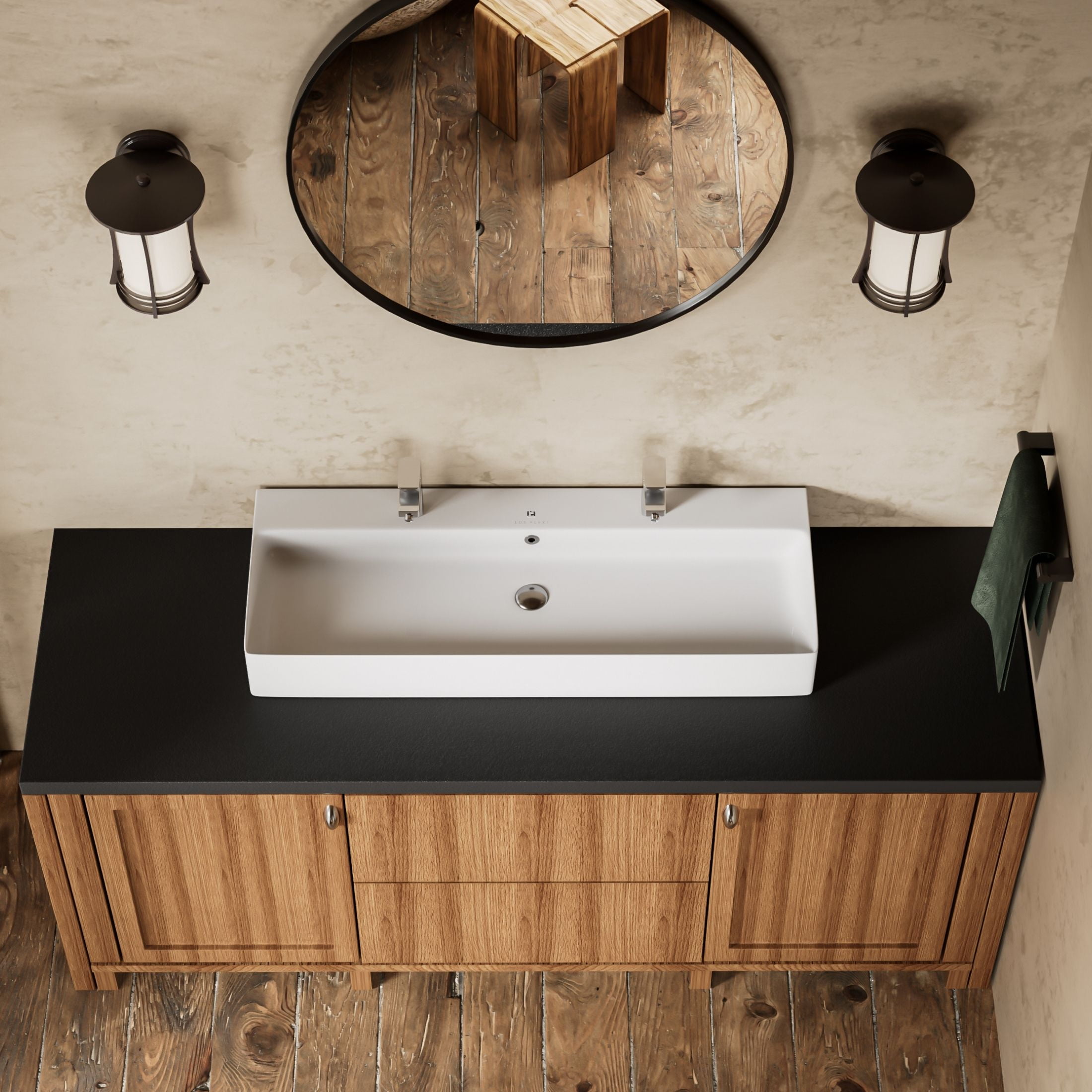 Los Flexi 43" x 16" Trough Sink, Extra Large Rectangular Ceramic Vessel ...