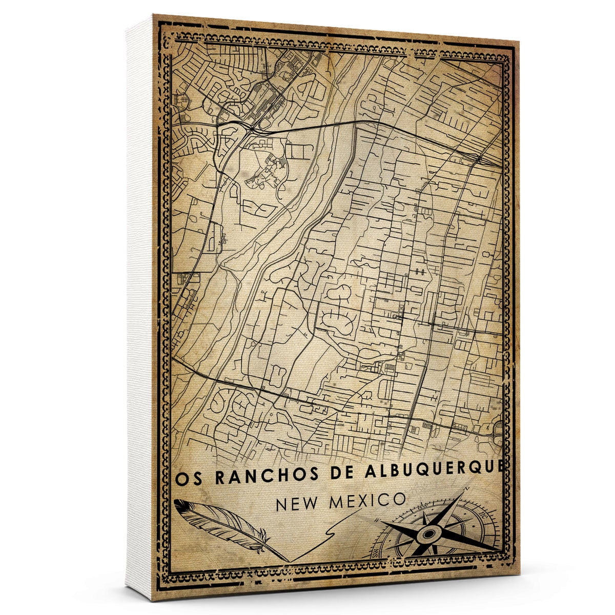 Los Ranchos de Albuquerque Vintage Map Prints Canvas, New Mexico Map ...