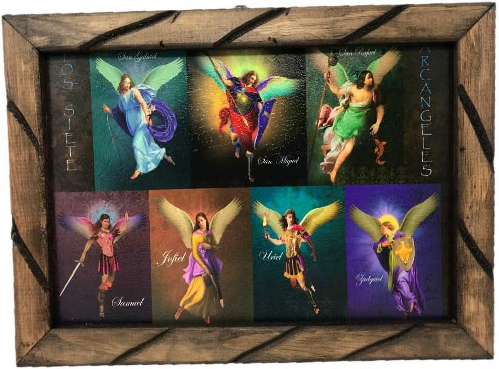 Los Siete Arcángeles Imagen Cuadro Rustico 13"X18" Archangels Wooden ...