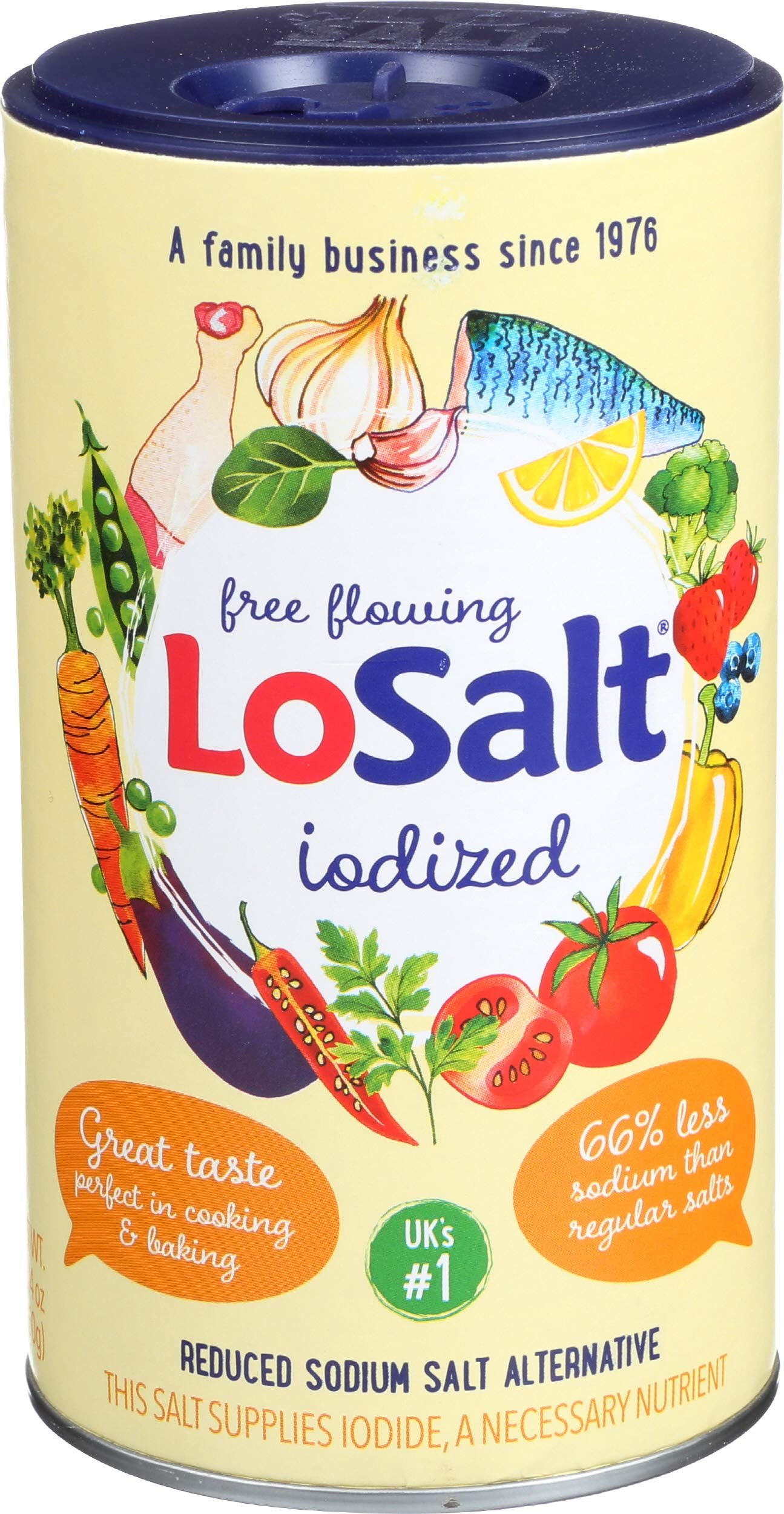 LoSalt Iodine-Enriched Reduced Sodium Salt for Cooking - 6 Pack, 12.35 ...