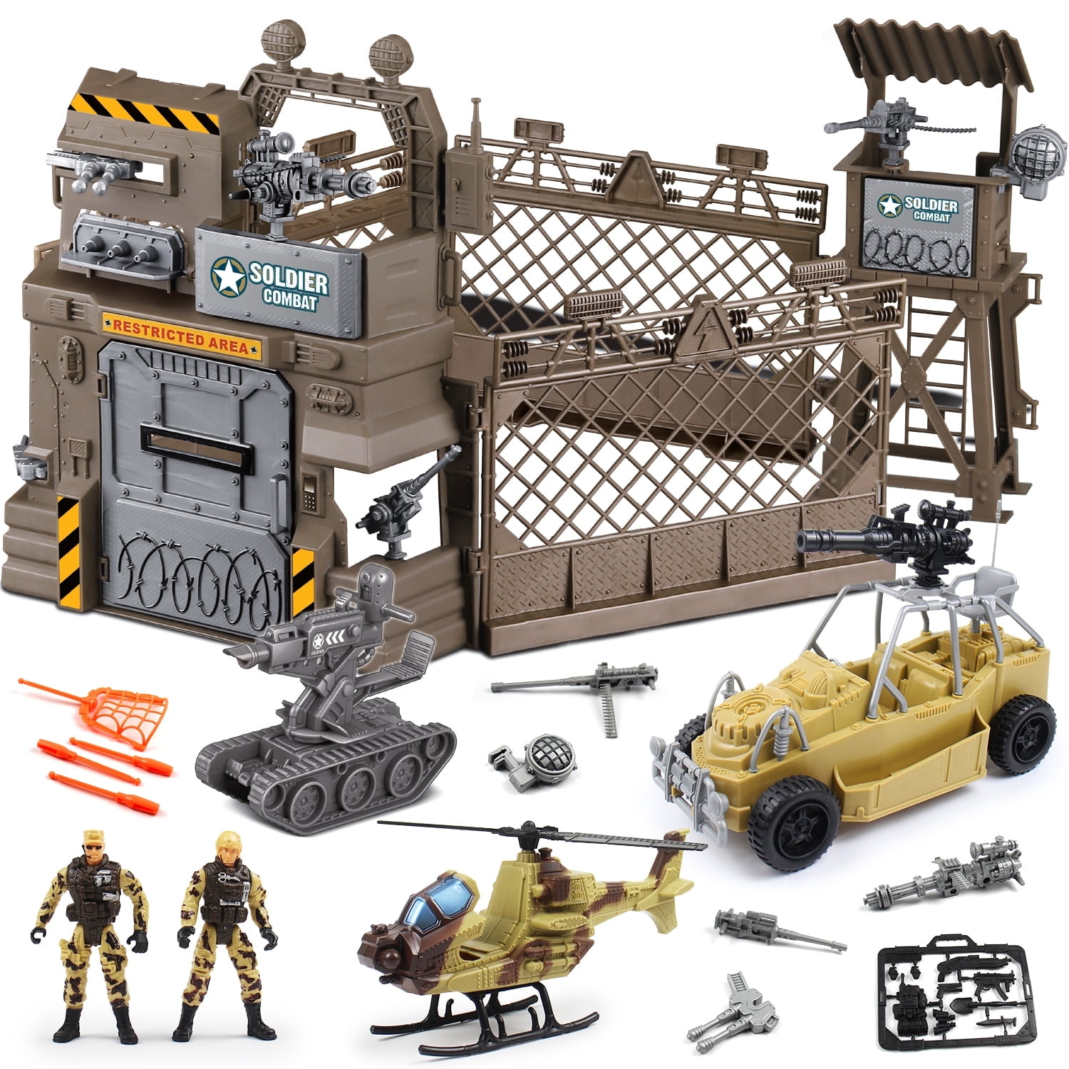 Losbenco Military Toys Set, Military Base Playset Army Men Action ...