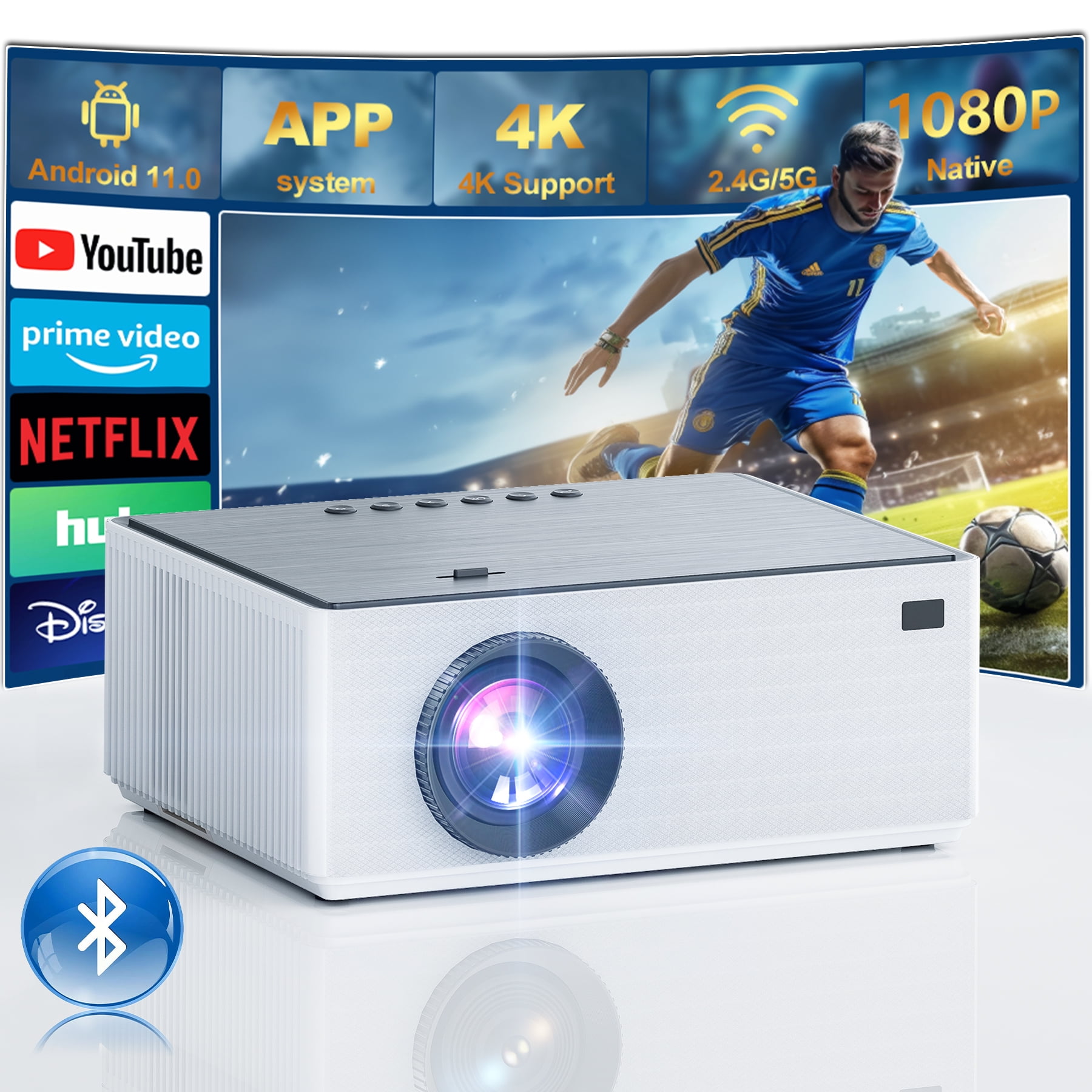 Losei 5G/2.4G WiFi Bluetooth Projector, 16000Lux 4K Support Movie Projector with HiFi Speaker 4P ...