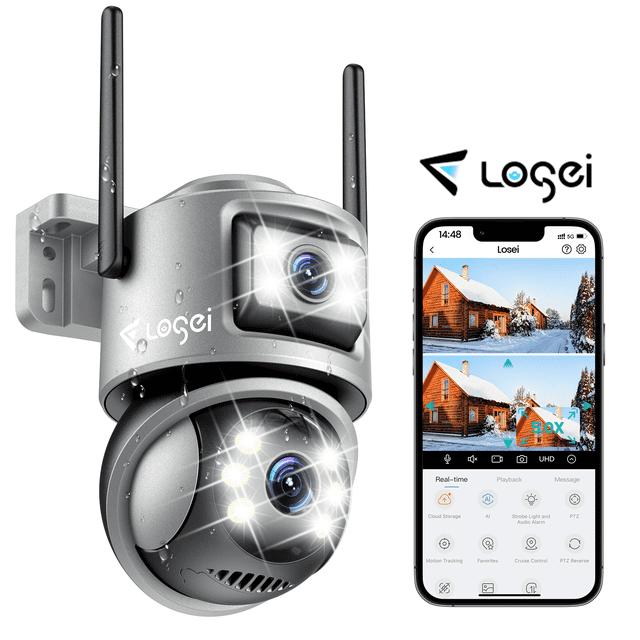 Losei 8MP/4K Outdoor Smart Security Camera with Light Alarm,Color Night ...