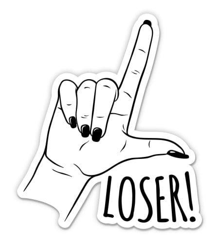 Loser L Shape Fingers - 12" Vinyl Sticker Waterproof Decal - Walmart.com