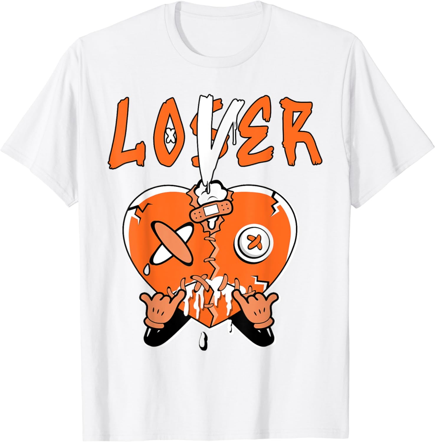 Loser Lover Drip Orange Heart Matching White Tee Men Women T-Shirt ...