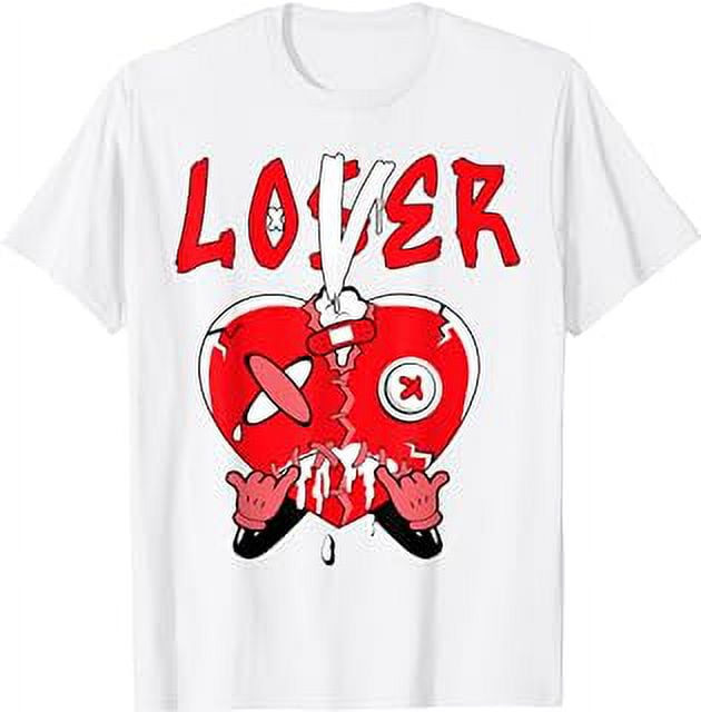 Loser Red Lover Drip Heart Matching White Tee For Men Women T-Shirt ...