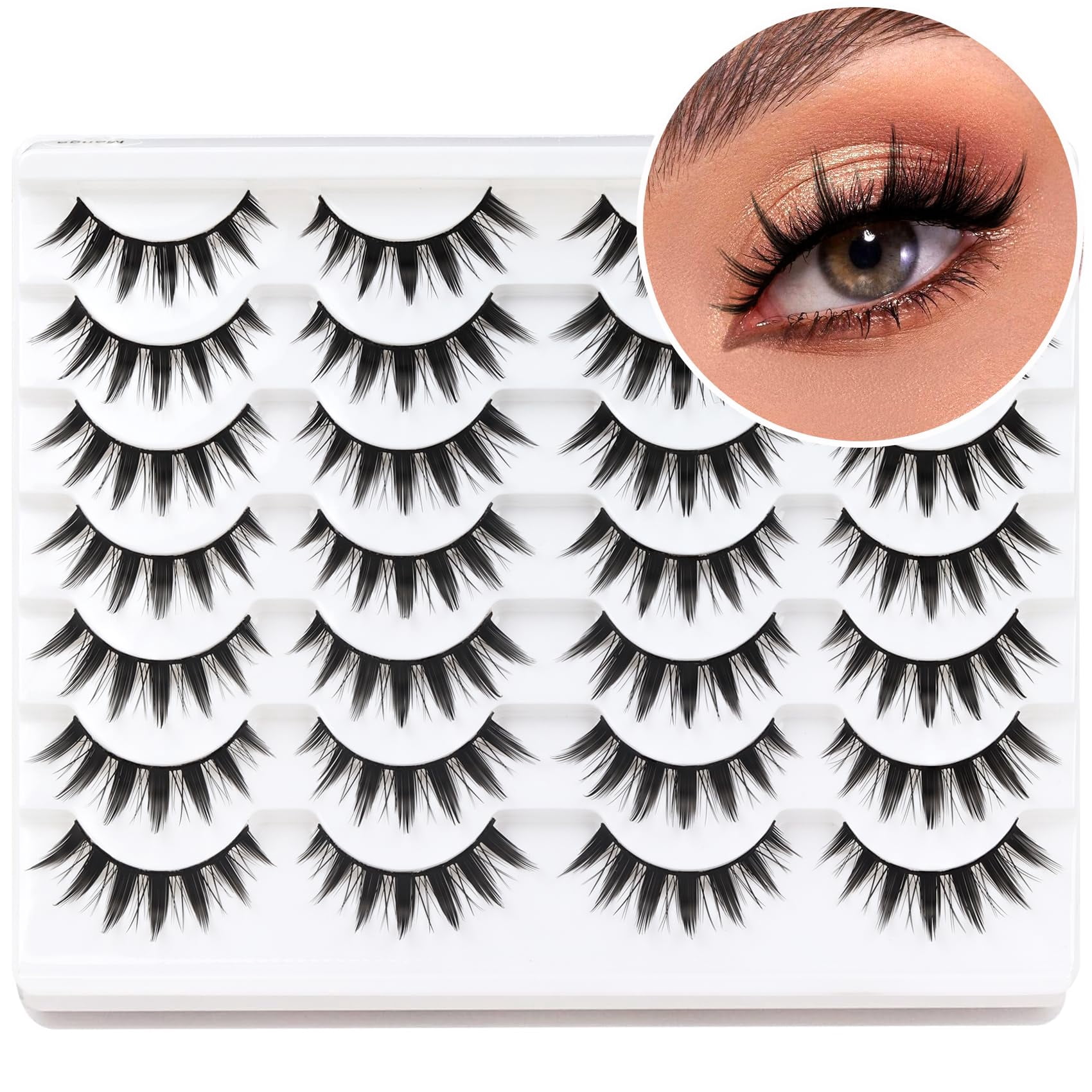 Losha Lashes Spiky Manga SSF20 Lashes 14 Pairs Wispy False Eyelashes 8D ...