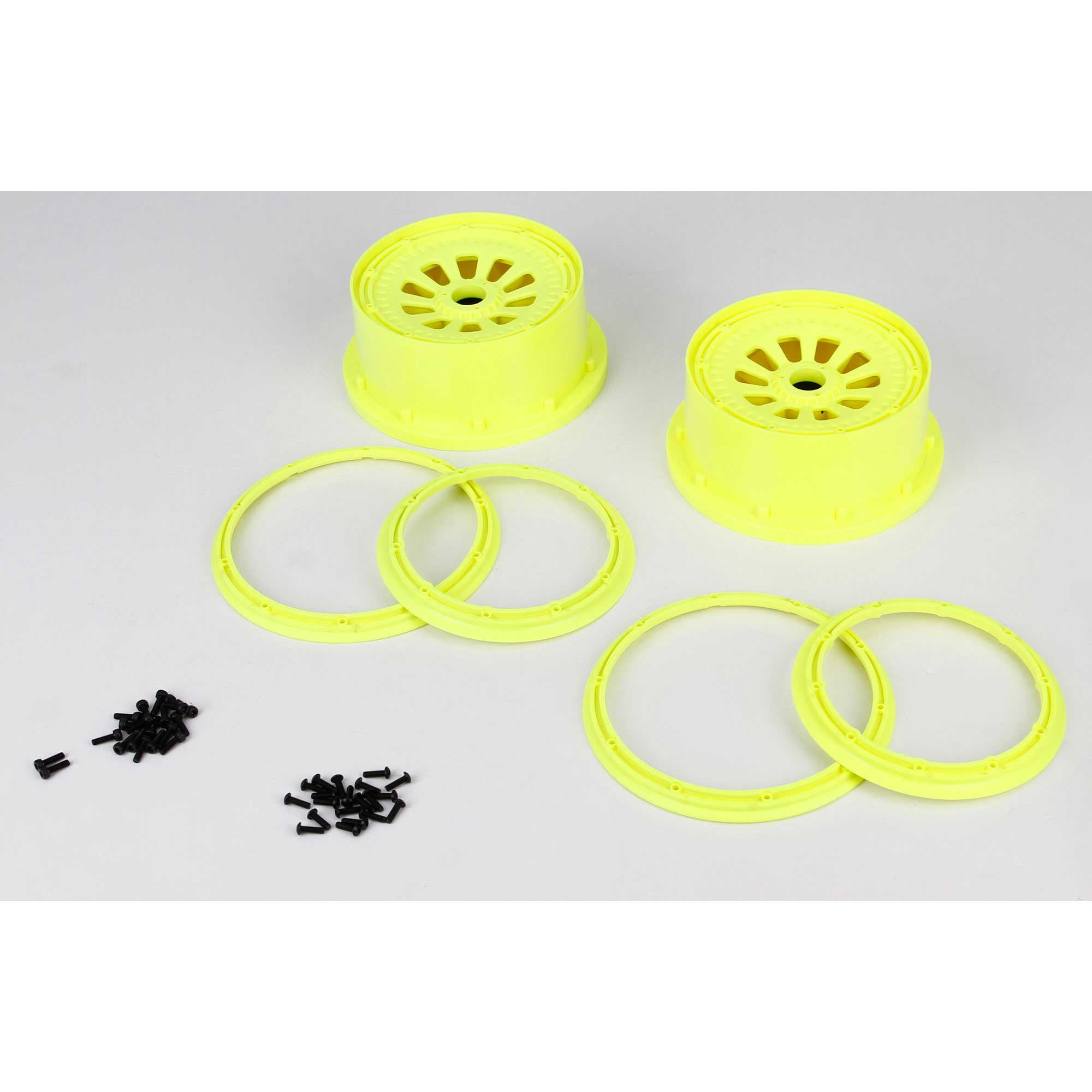Losi Wheel & Beadlock Set Flo Yellow 2 5T LOSB7035 RC Tire - Walmart.com