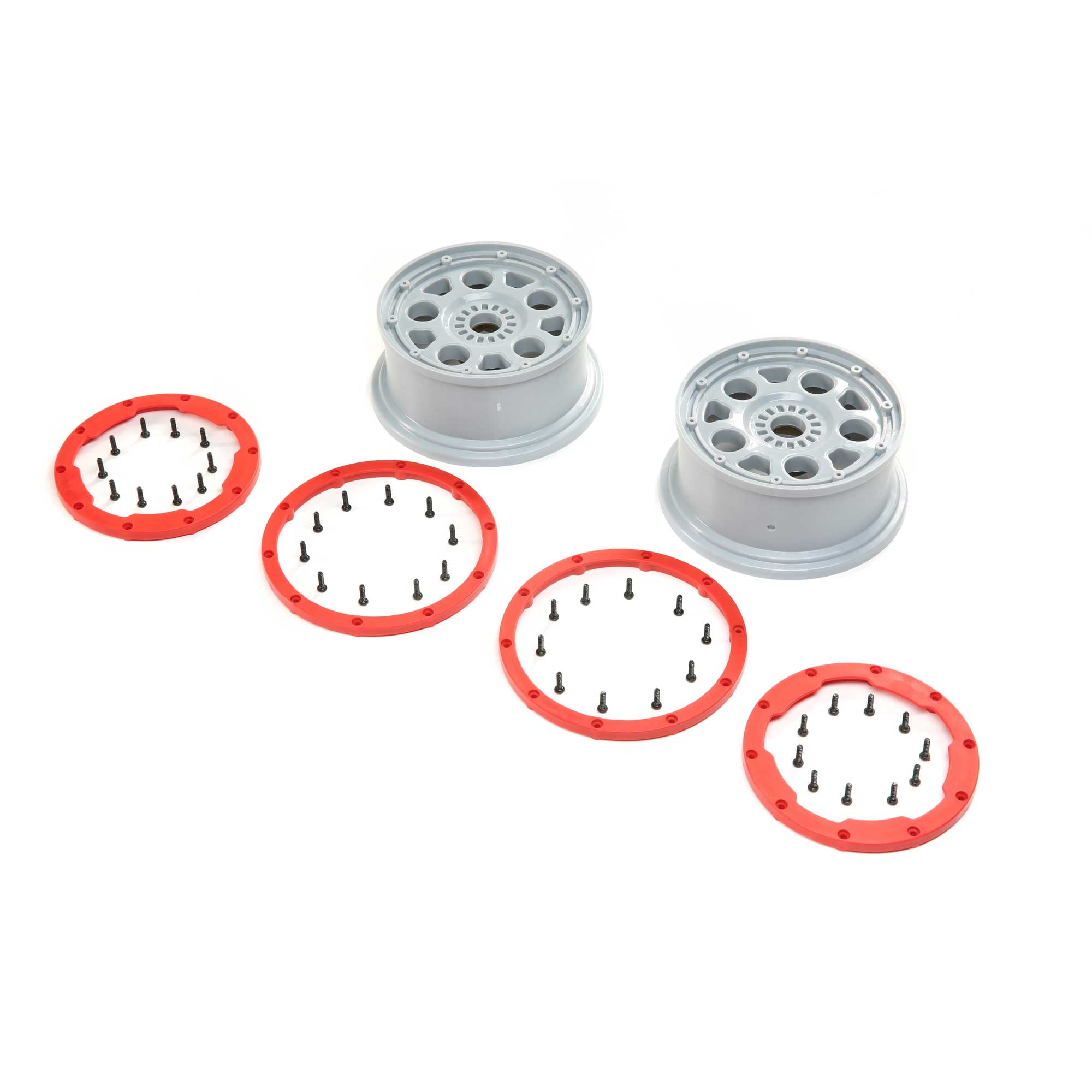 Losi Wheels Silver Red Bead Lock 2 DBXL-E 2.0 LOS45033 RC Tire ...