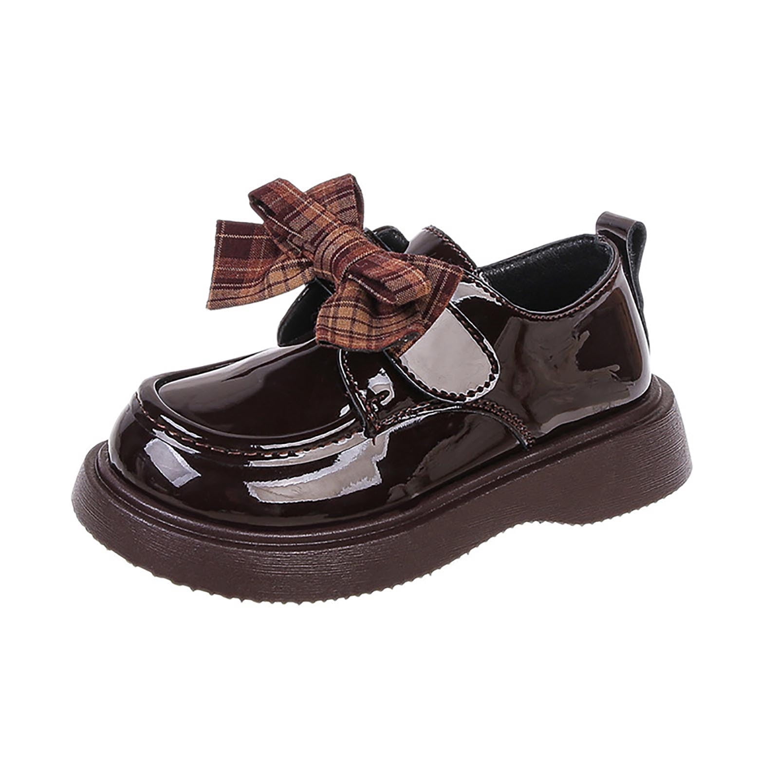 Losmtrace Girl's Leather Uniform Dress Shoe Princess Flats Bow Slip on ...