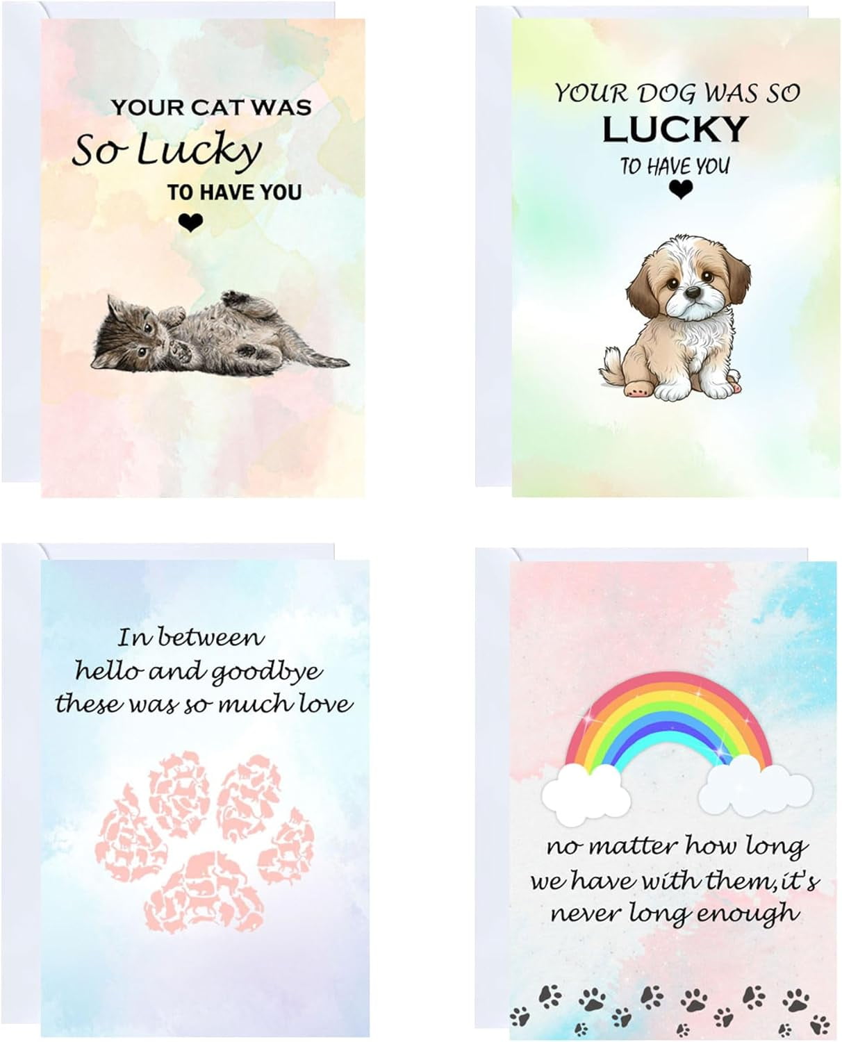 Loss of Pet Sympathy Cards 12pcs Sympathy Cards Thoughtful Sympathy ...