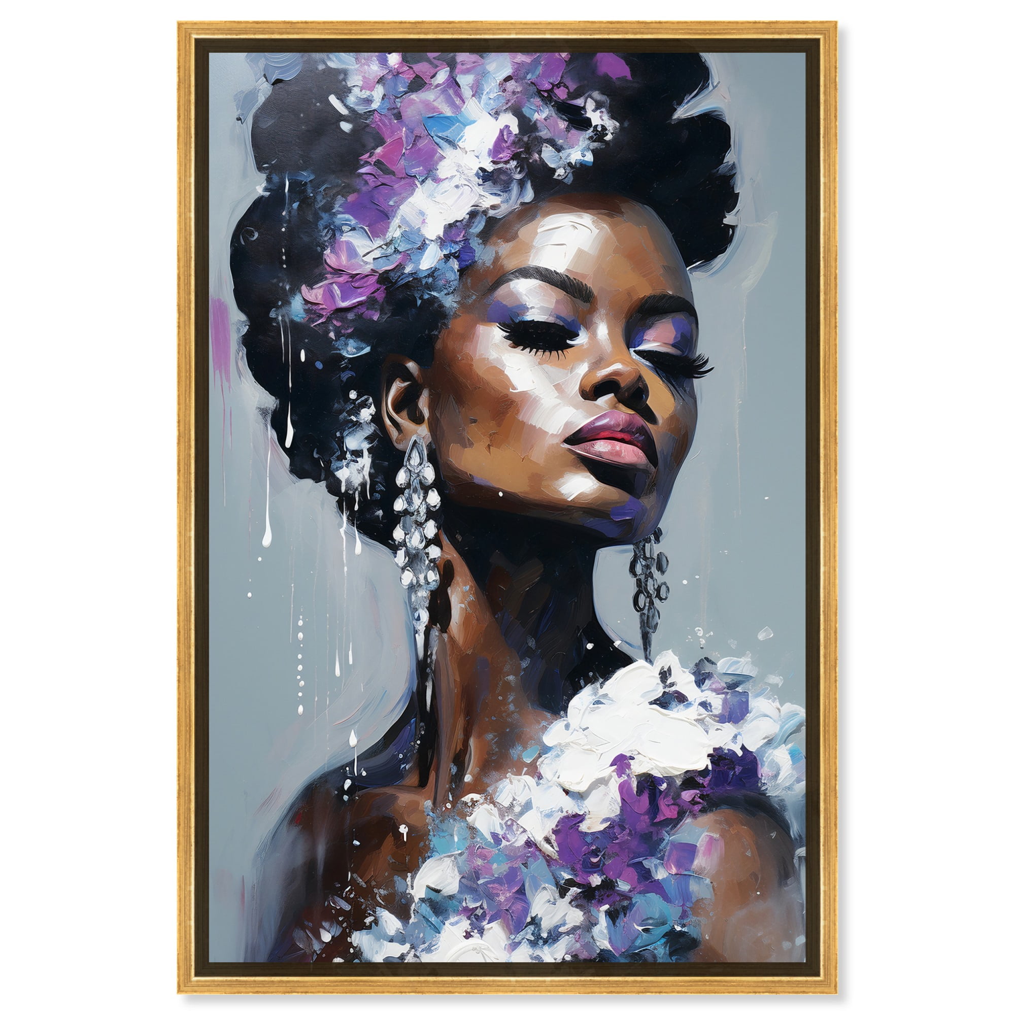 Lost In Silver Thoughts Canvas Glam Women Art by Art Remedy, Gold Frame, 30" x 45" - Walmart.com