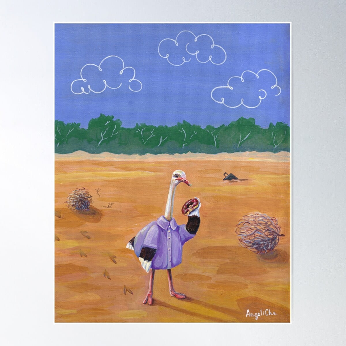 Lost In The Desert – Stylish Ostrich Poster Wall Art, Modern Wall Decor ...