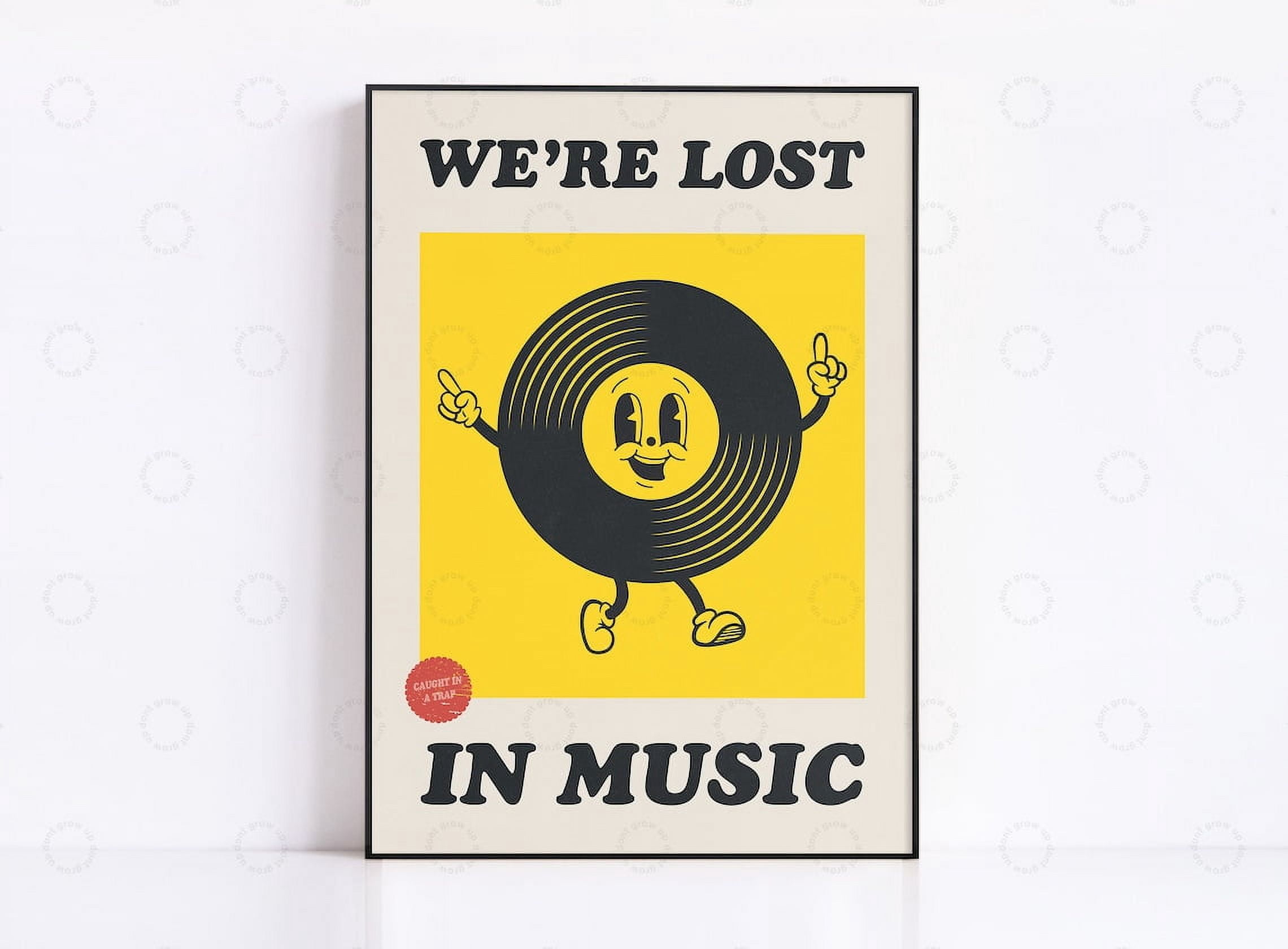 Lost In Music Print, Retro Music Poster, Vintage Print, Vinyl Record ...