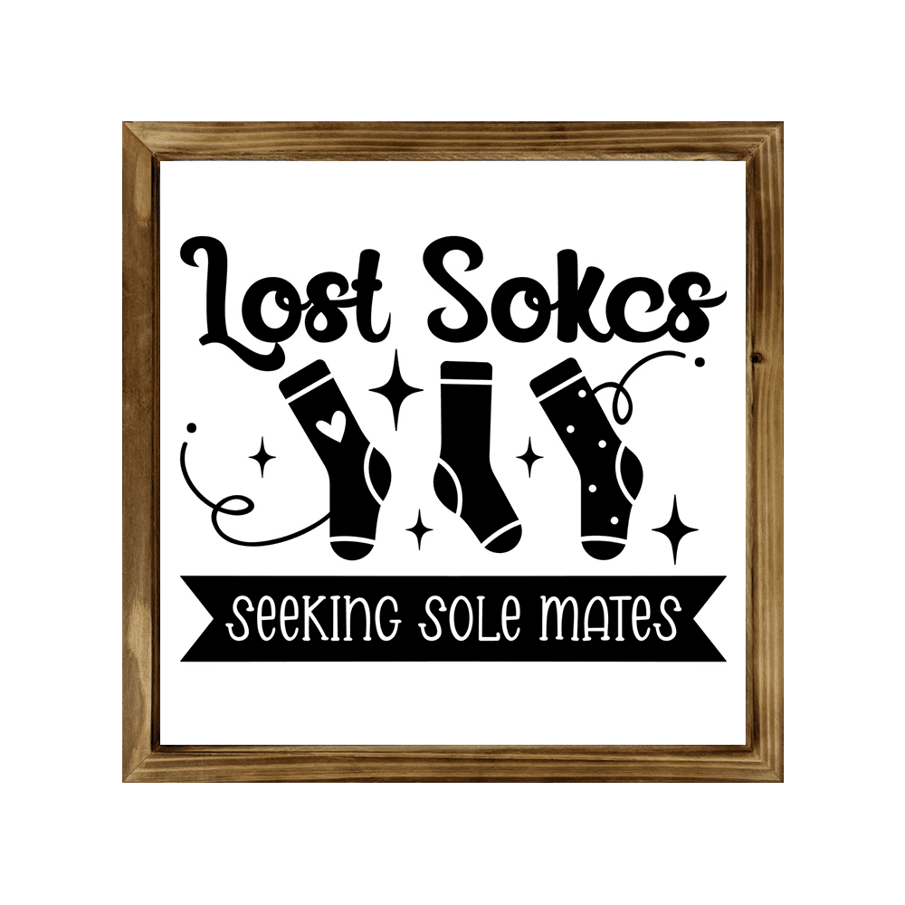 Lost Socks Sign 16x16 Inch, Rustic Farmhouse Decor Home Sign, Wall ...