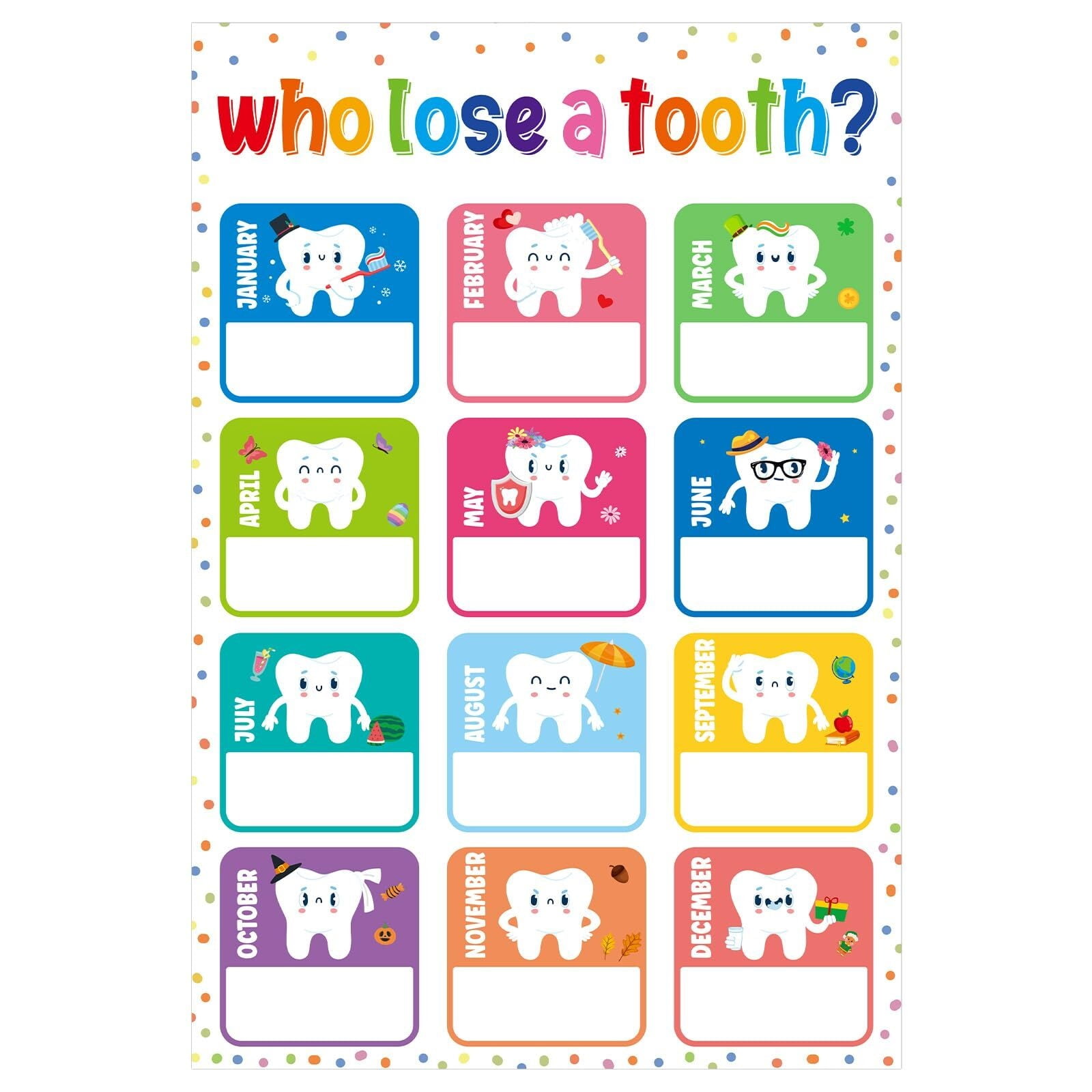 Who Lost a Tooth Chart Poster Lose Teeth Learning Posters for Kids ...