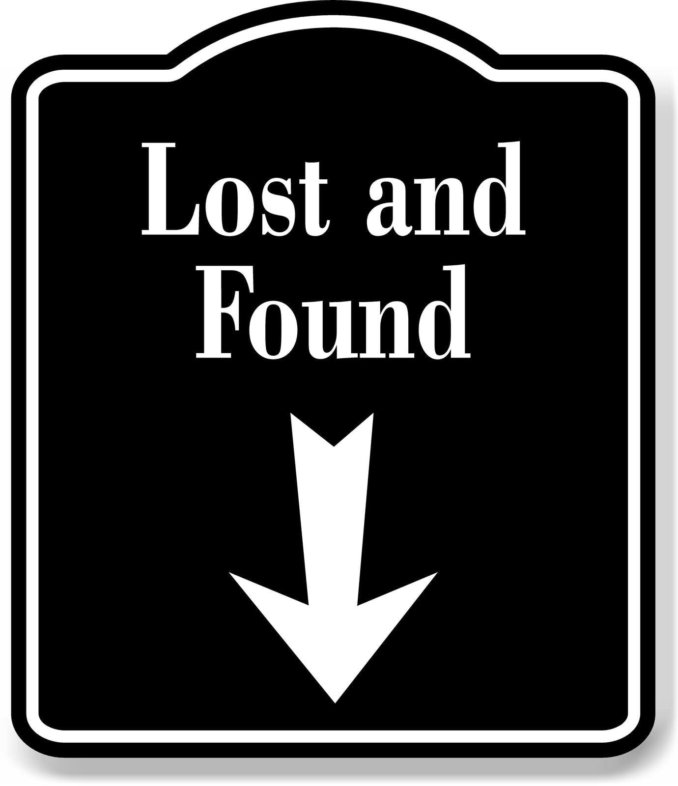 Lost and Found Down Arrow BLACK Aluminum Composite Sign, 8.5"x10 ...