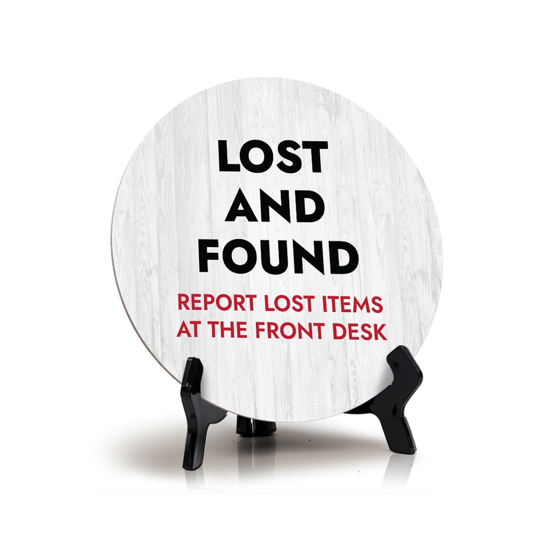 Lost and Found Report Lost Items At The Front Desk Circle Table Sign ...