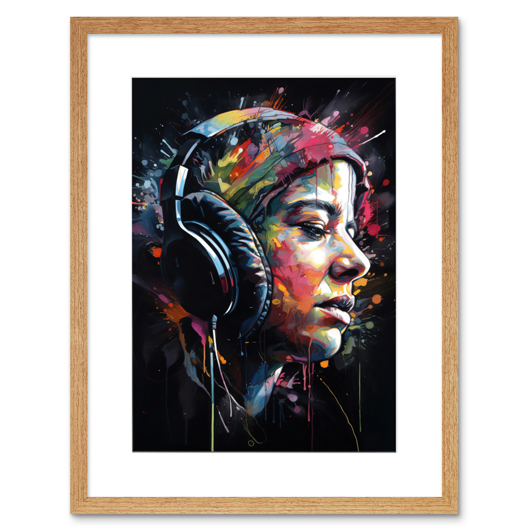 Lost in Melody Listening to Music Through Headphones Modern Acrylic ...