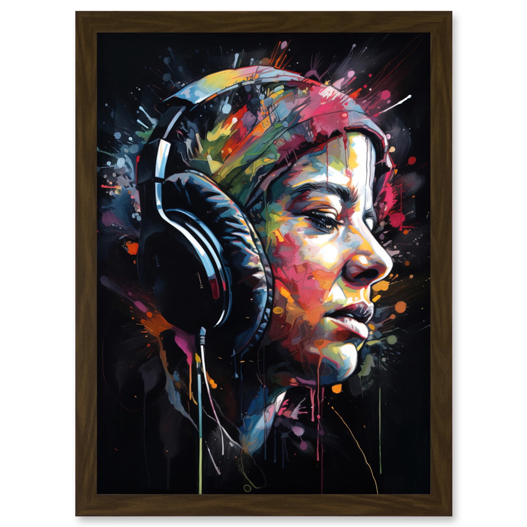 Lost in Melody Listening to Music Through Headphones Modern Acrylic ...