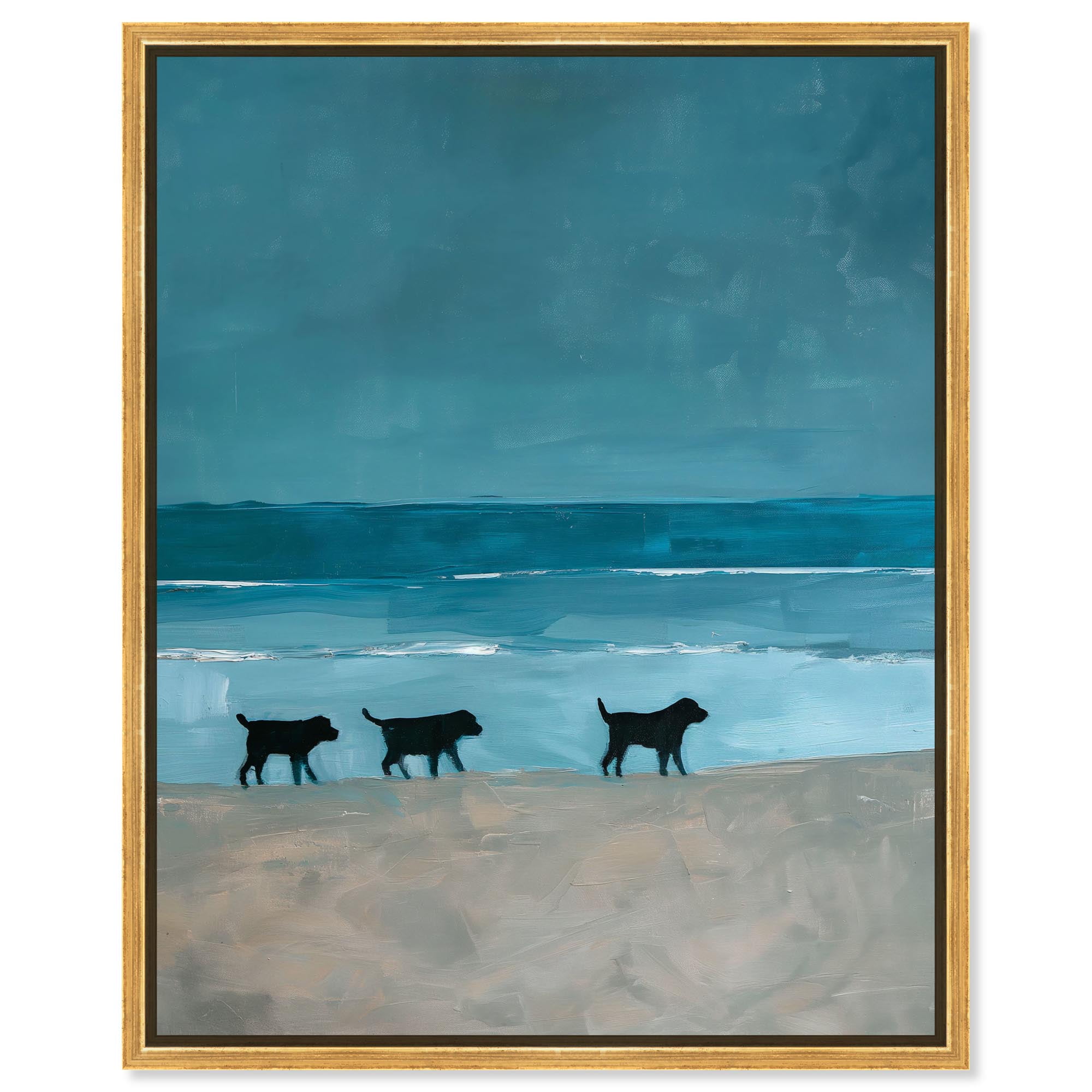Lost in the Tides Canvas Coastal Paintings by Art Remedy, Gold Frame ...