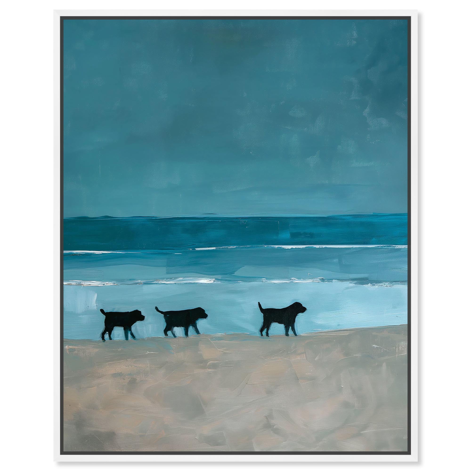 Lost in the Tides Canvas Coastal Paintings by Art Remedy, White Frame ...