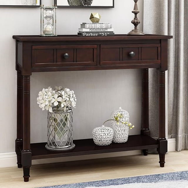 Lostcat Console Table - 35 inch Sofa Table with 2 Drawers and Bottom ...