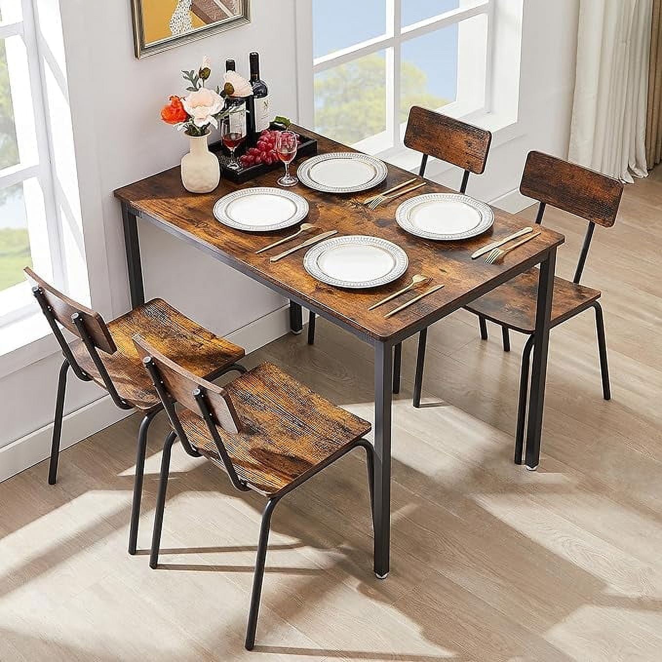 Lostcat Dining Table Set for 4, 5-Piece Kitchen Table and Chairs ...