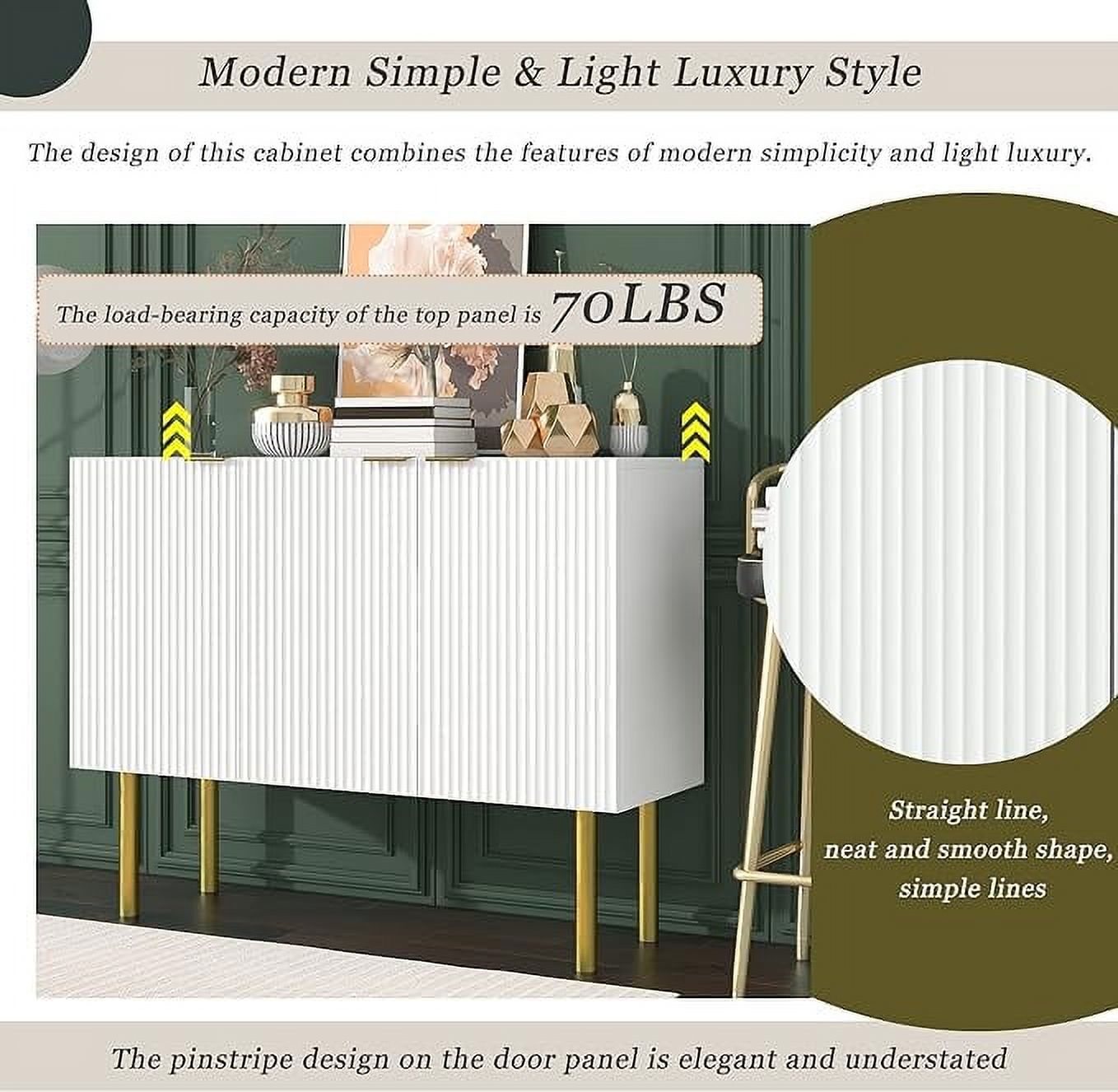 Lostcat Storage Cabinet, 47" Modern Simple & Luxury Sideboard with Gold ...