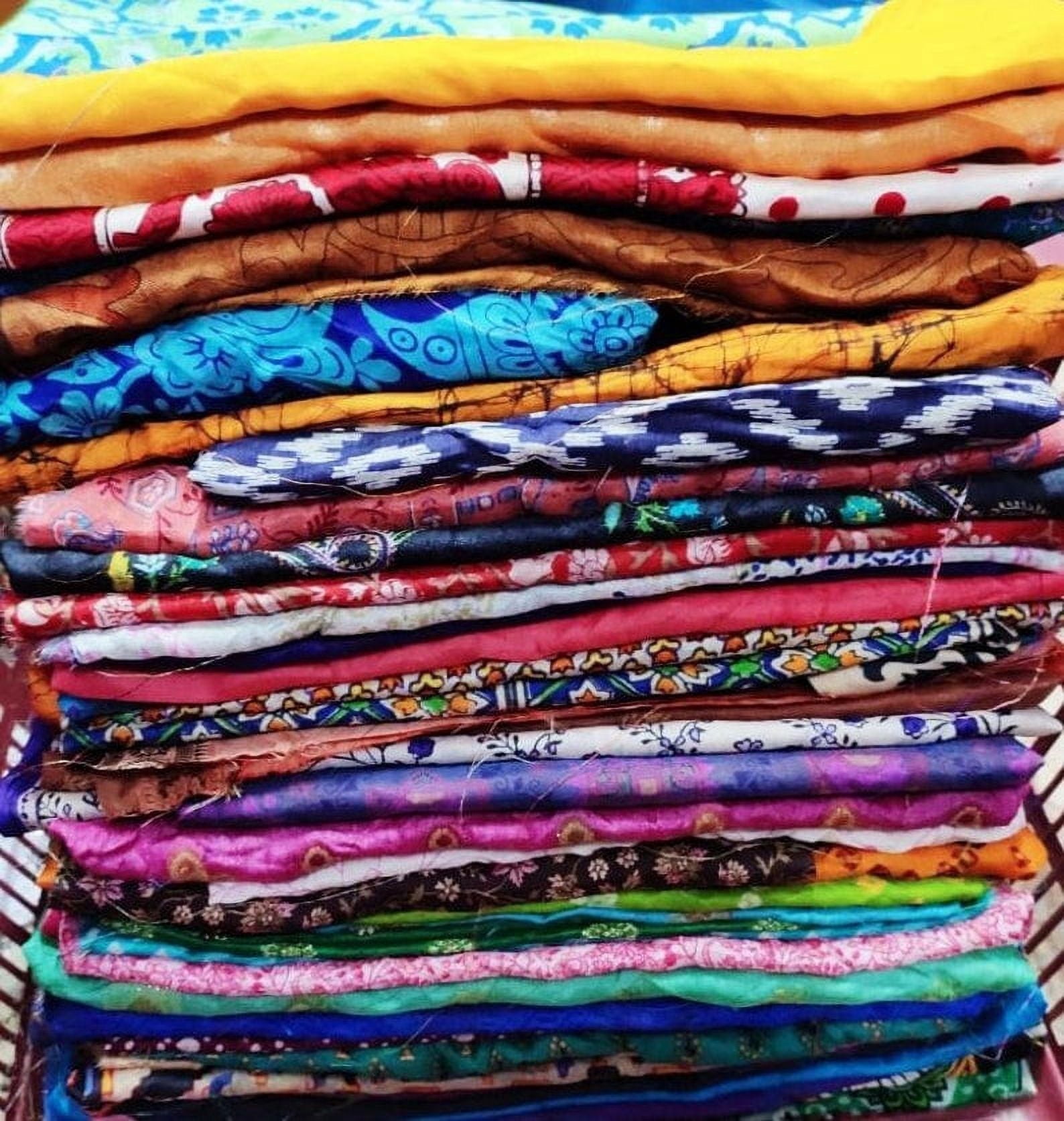 Lot 100% Pure Silk Vintage Sari Fabric FAT QUARTERS CRAFT EASTER EGGS ...