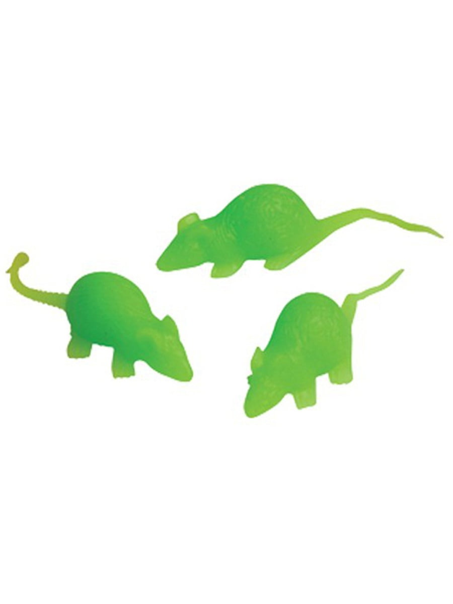 Lot 24 2" Green Sticky Stretch Glow Rubber Halloween Decoration Mouse ...